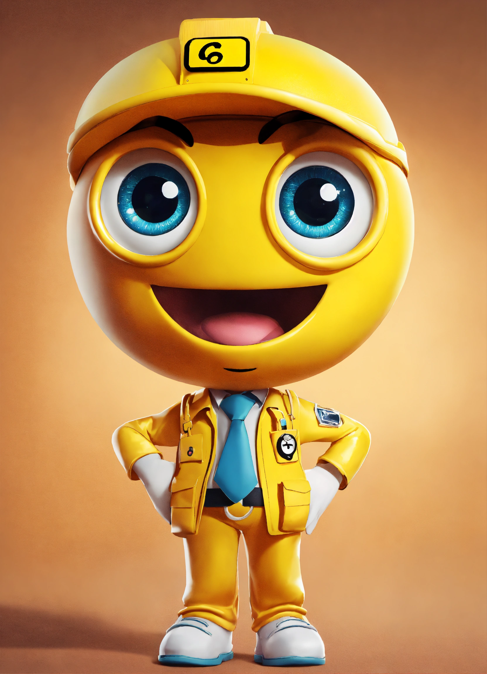 Lexica - Big eyes digital Doc mascot with hand, legs and smiley face ...