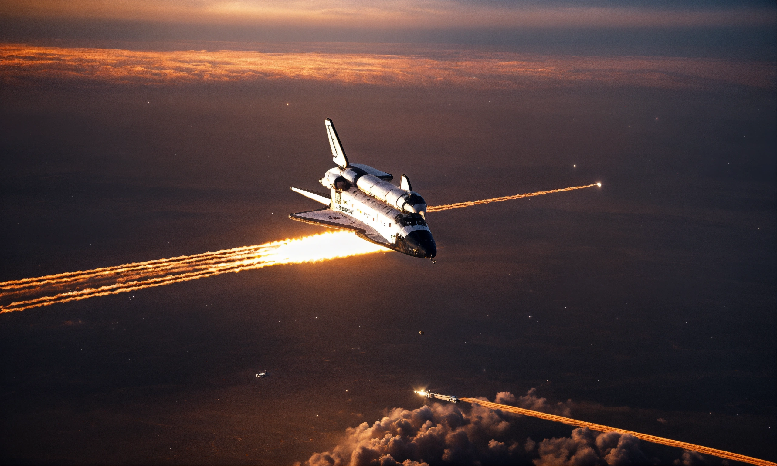 Lexica - Produce me an image of Space shuttle in space. Ensure high ...