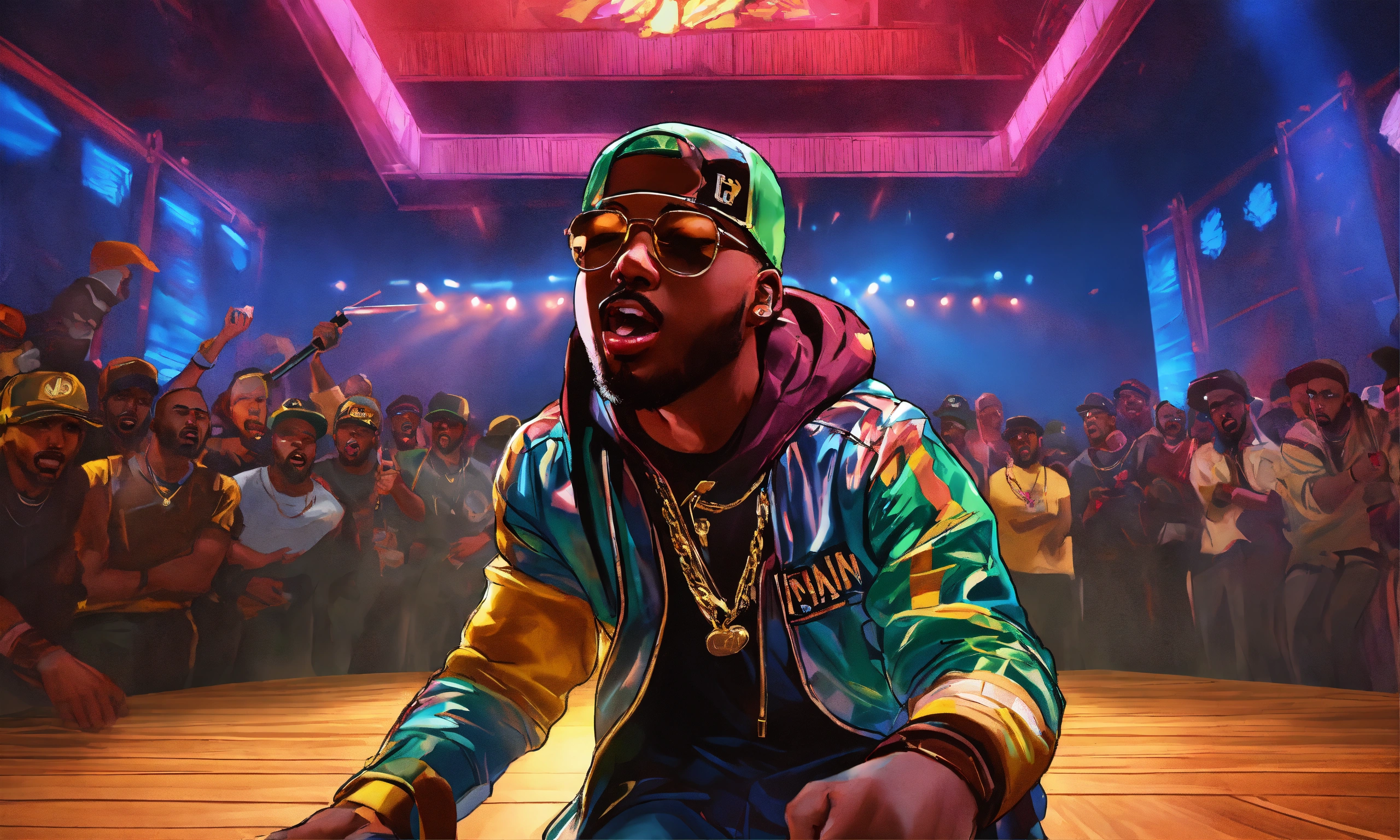 Lexica - Birdseye view Pop art, hyperrealist portrait of battle rapper ...