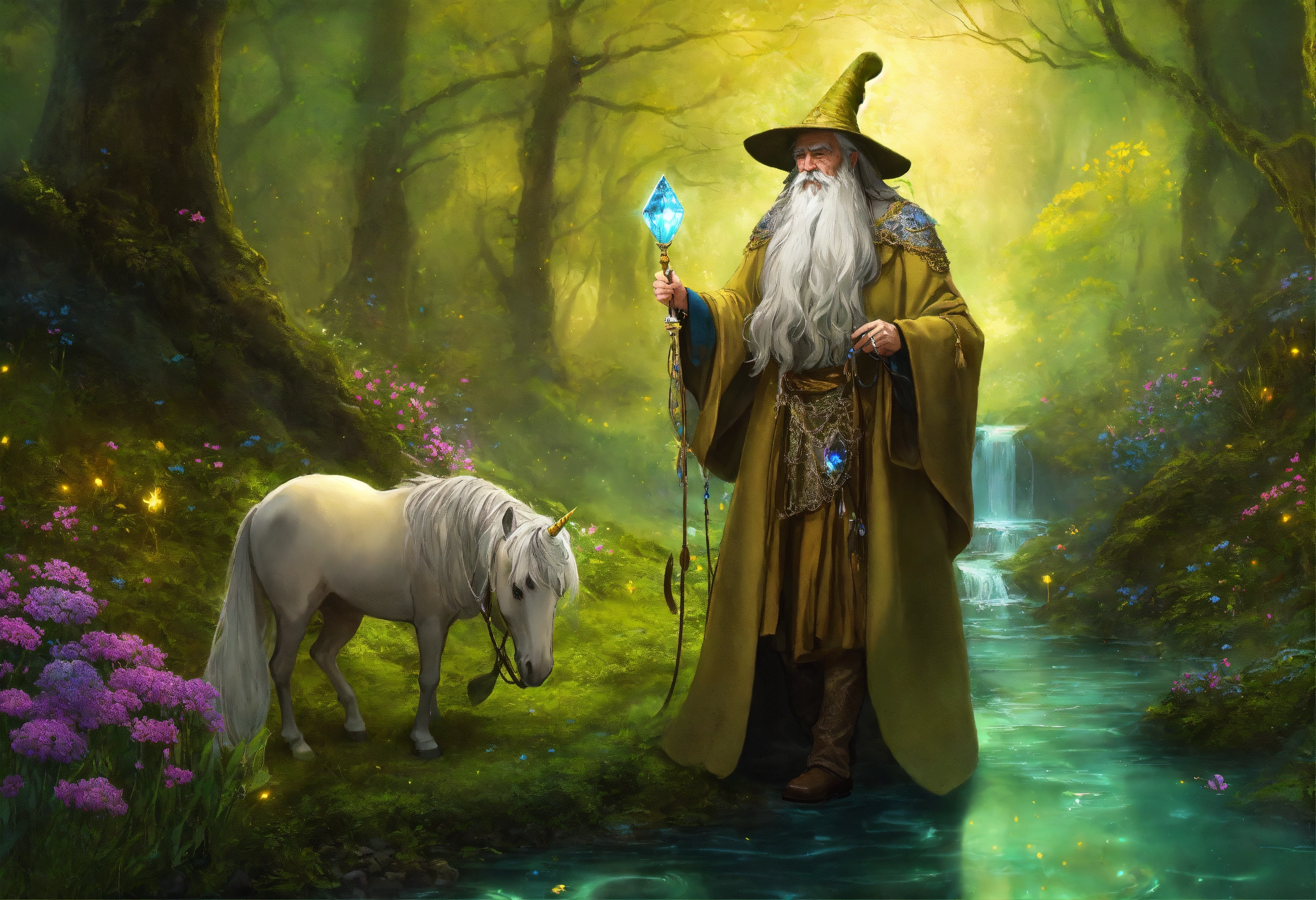 Lexica - An elderly wizard in an earthy colored cloak and long silver ...
