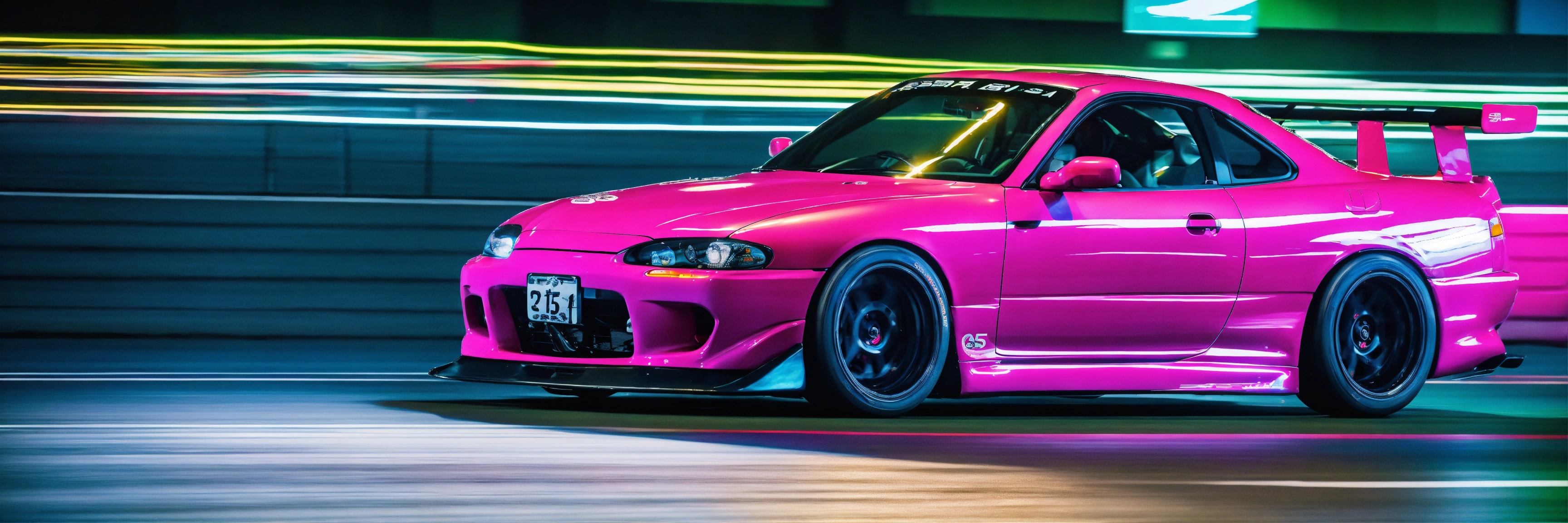 Lexica - A colorful pink Nissan Silvia S15 with a wide-body kit racing ...