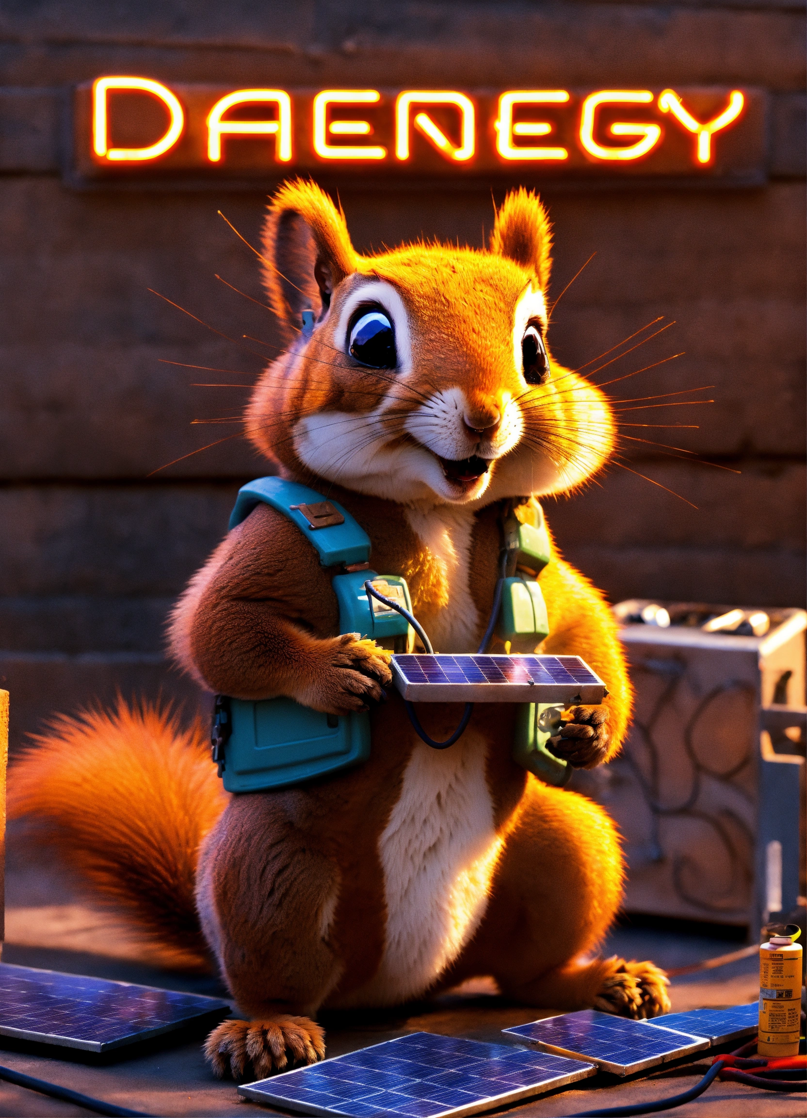 Lexica - Humanoid happy squirrel, working as an electrician assembling ...