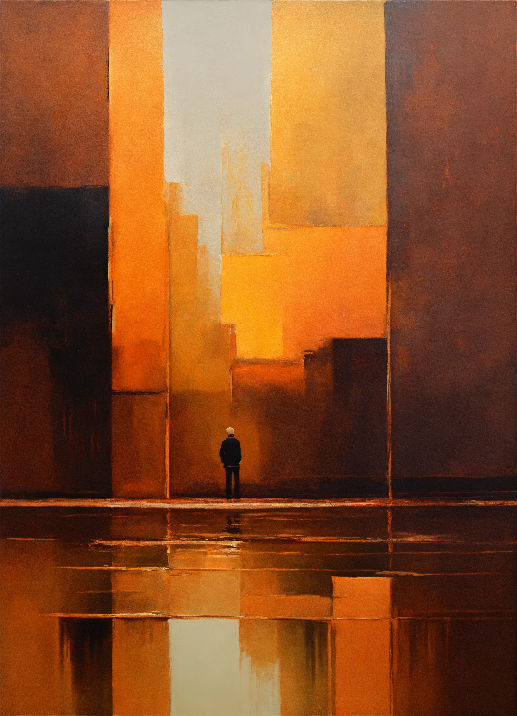Lexica - Abstract and minimalist oil painting of self-reflection in ...