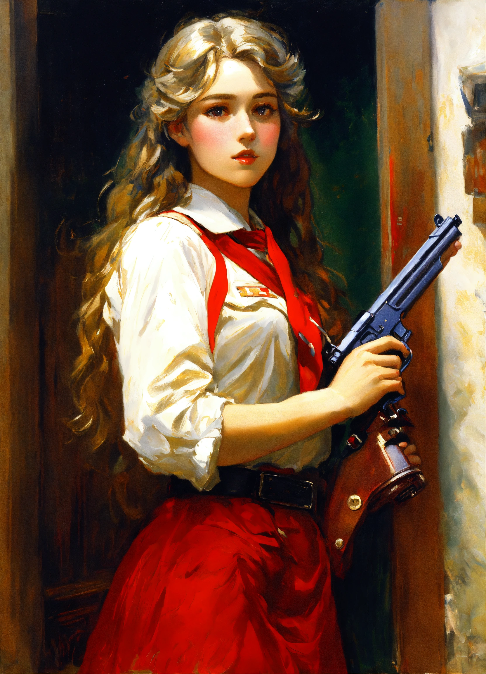 Lexica - Artwork by Ilya Repin girl with cherry skin color Smooth white skin, good looks, long ...