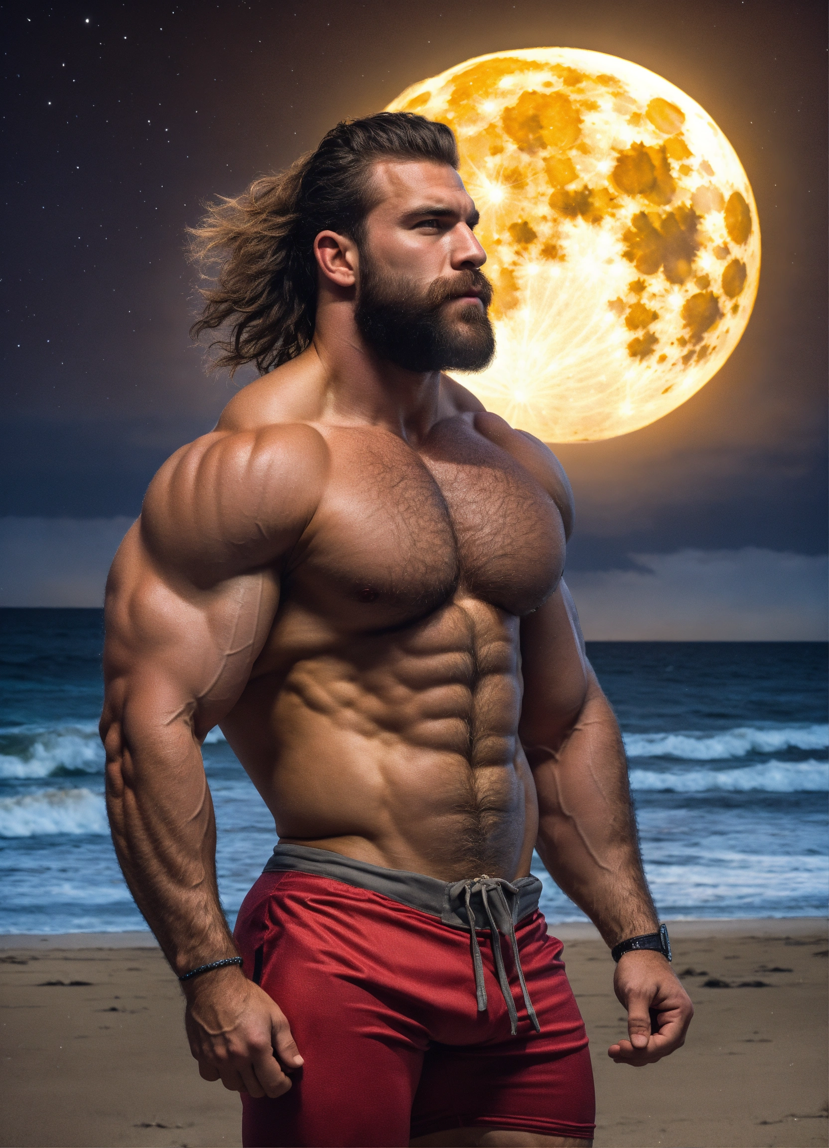 Lexica - 30-year-old hairy man with big muscles, big bodybuilder, body ...