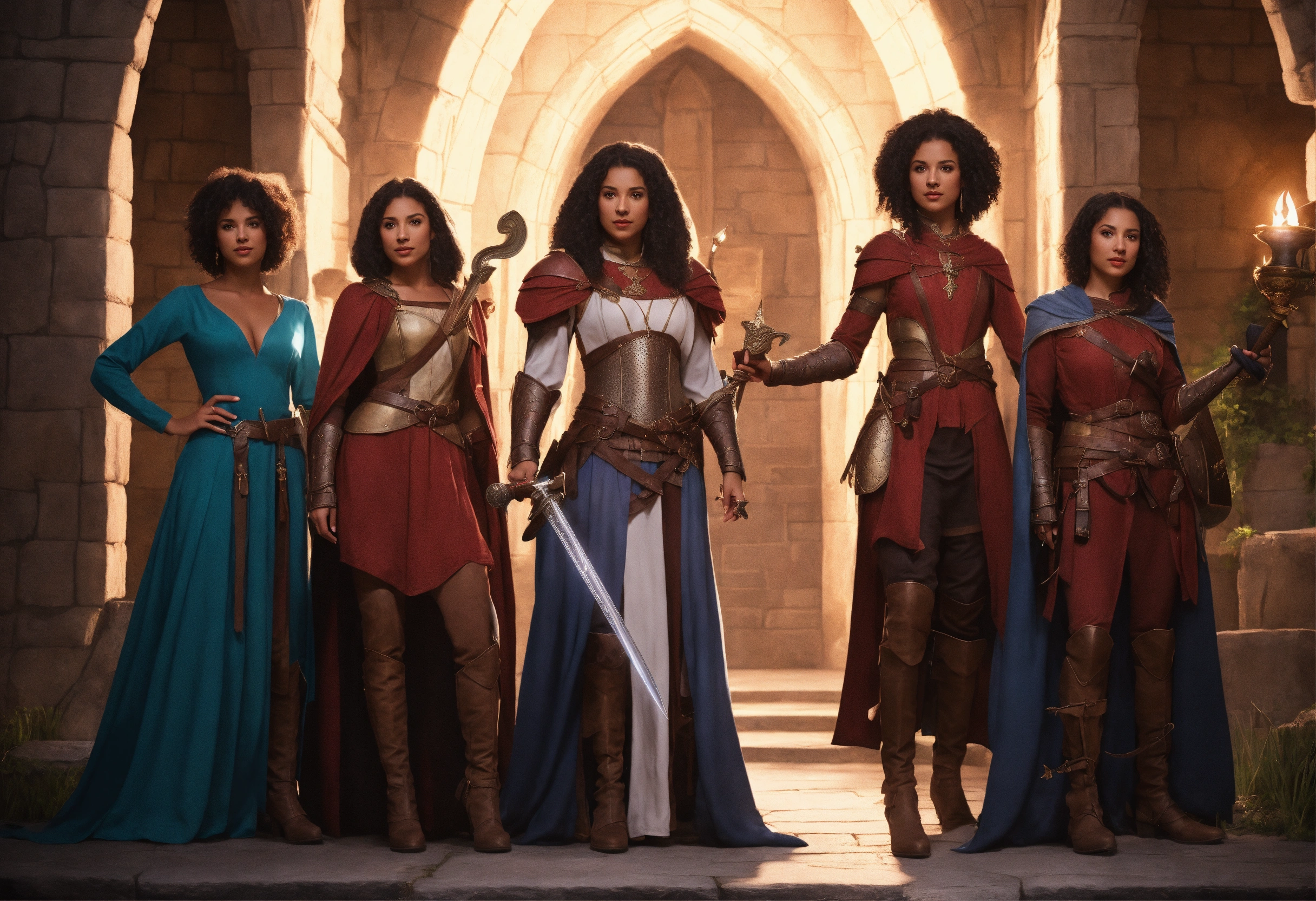 Lexica - Photorealistic Dungeons & Dragons party of 4 proud women ...
