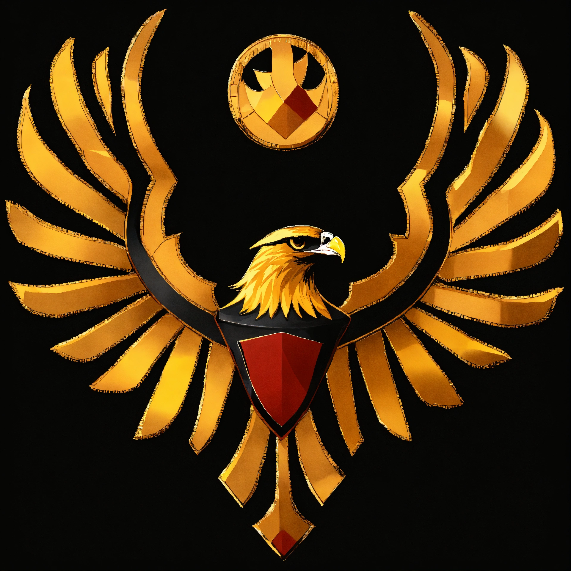 Lexica - Epic golden eagle crest simple 2D style