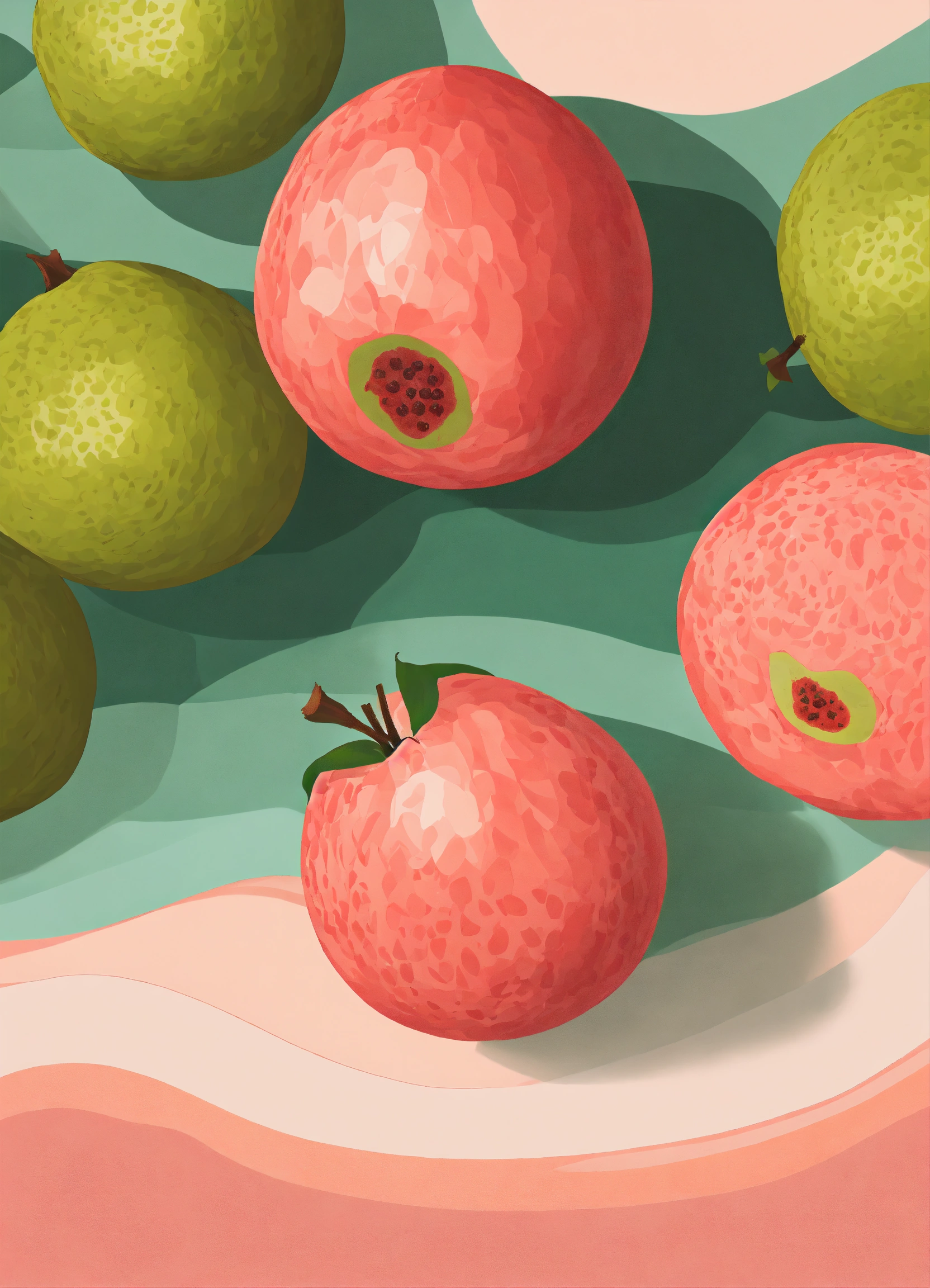 Lexica - The pale colors of guava fruit image intertwined seamlessly ...