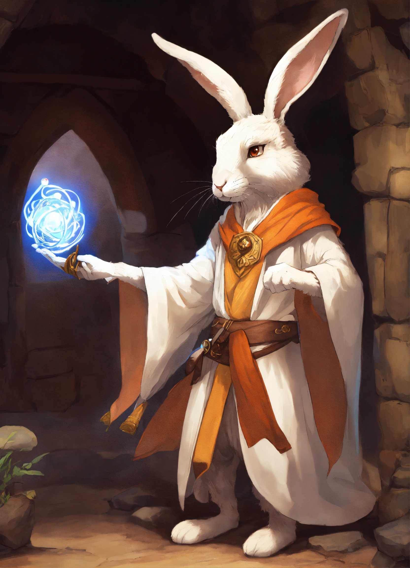 Lexica - Beautiful art, hare wizard, rabbit wizard, white robe, brown ...