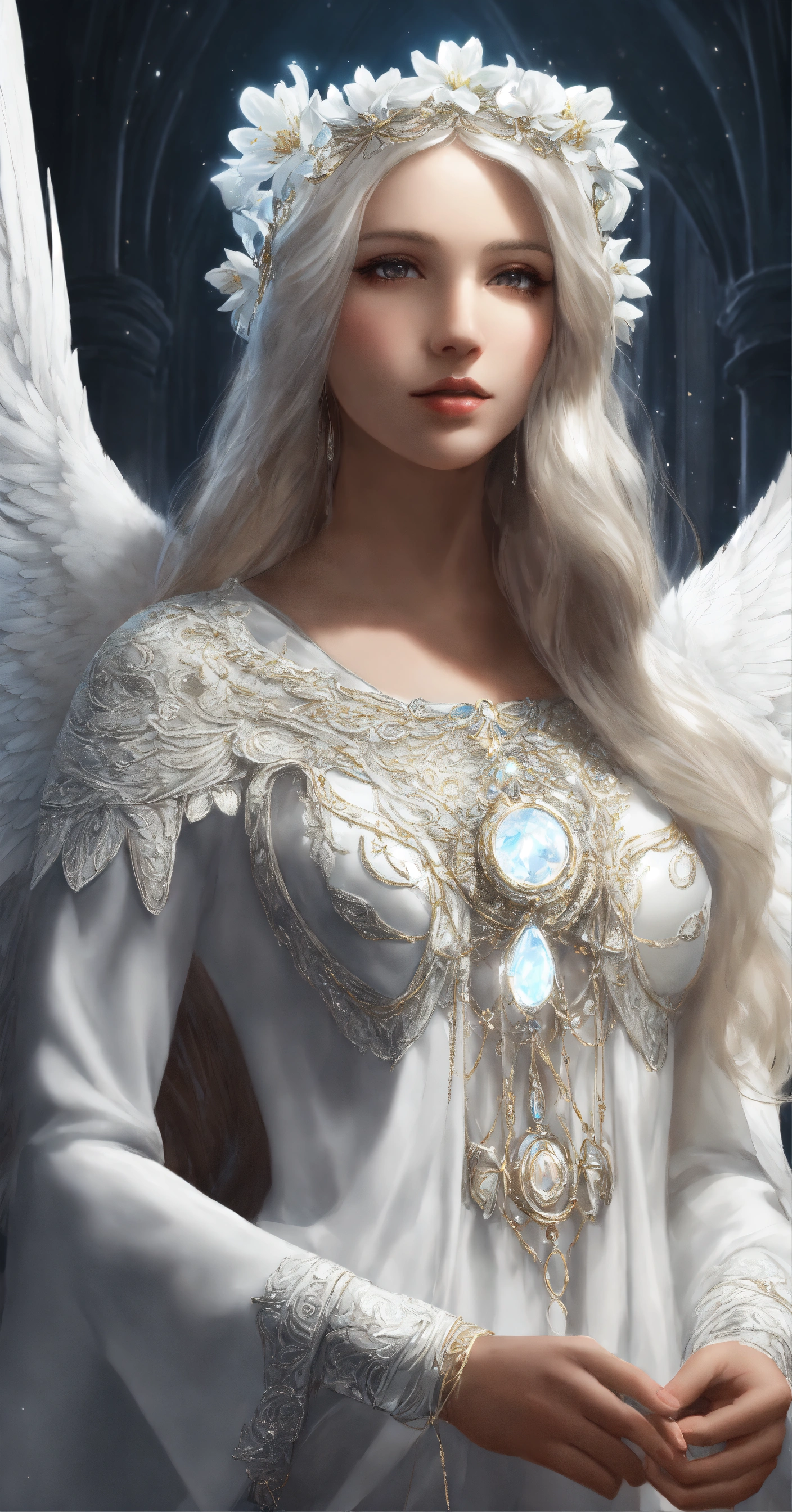 Lexica - Beautiful and perfect Angel Priestess woman with white angel ...
