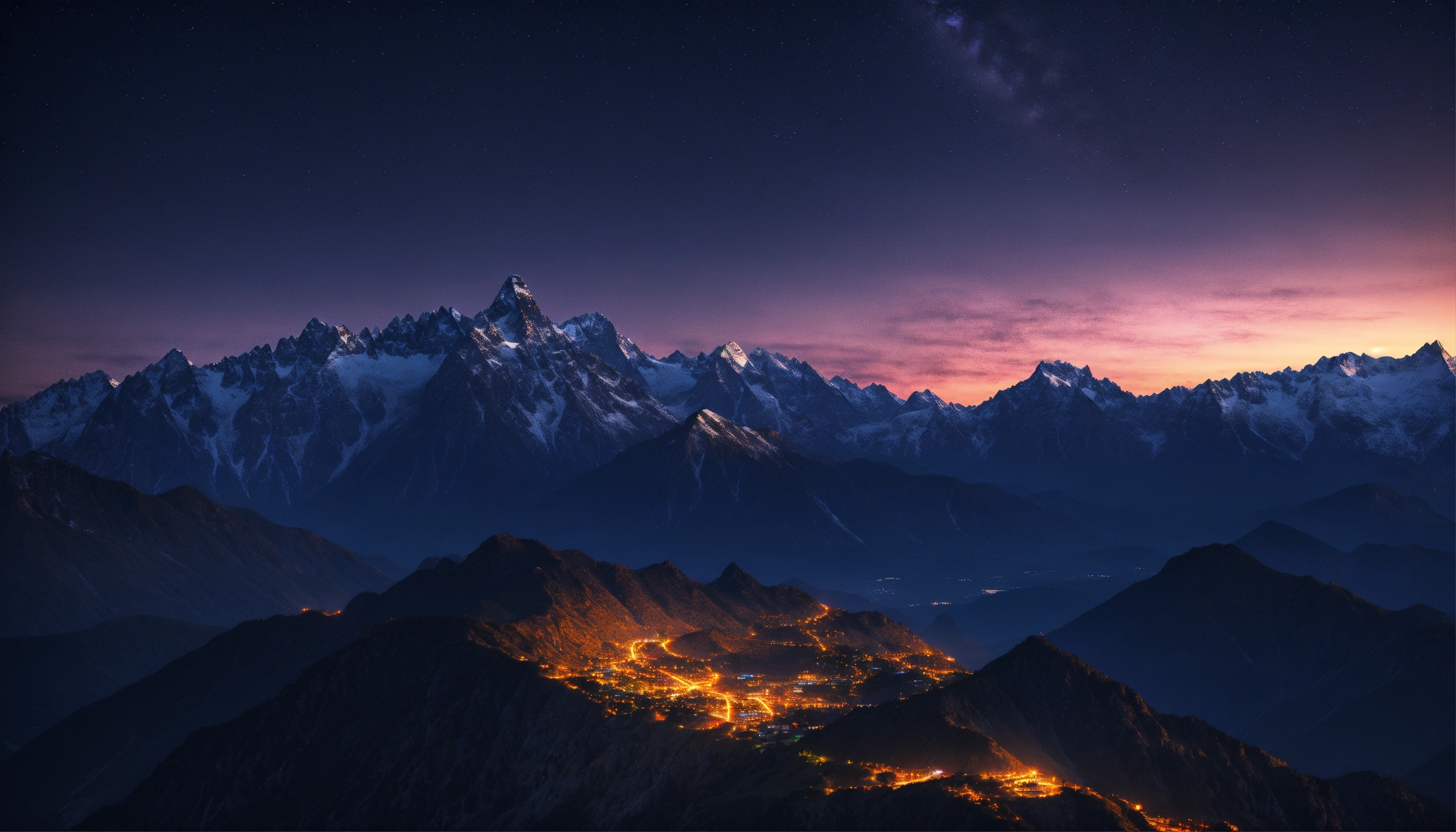 Lexica - Sharp mountain range with mountains ranging in size, night ...