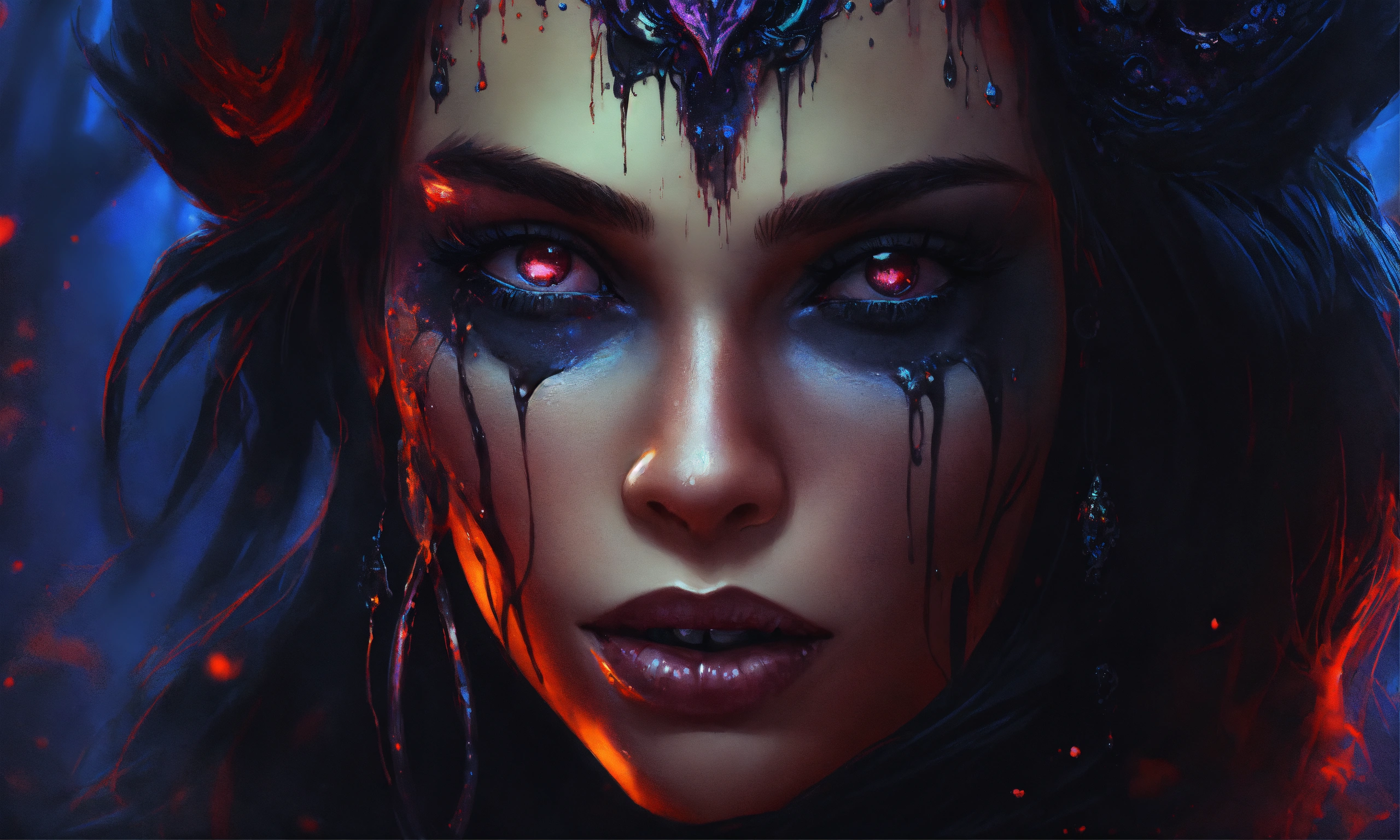 Lexica - Splash art, a quirky liquid portrait of a hauntingly beautiful ...