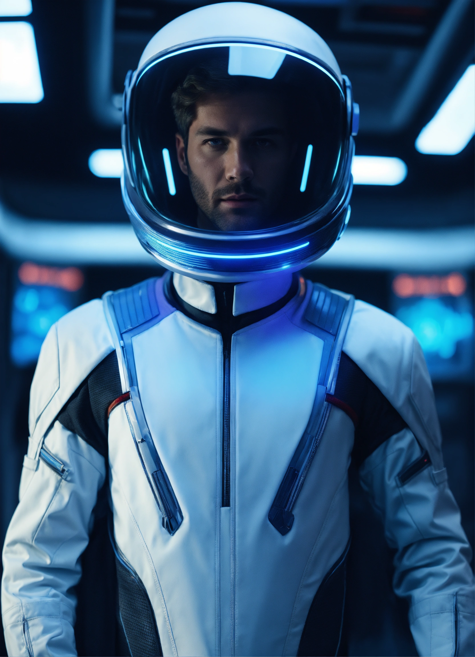 Lexica - Zoom out on white male star command Doctor wearing a sleek ...