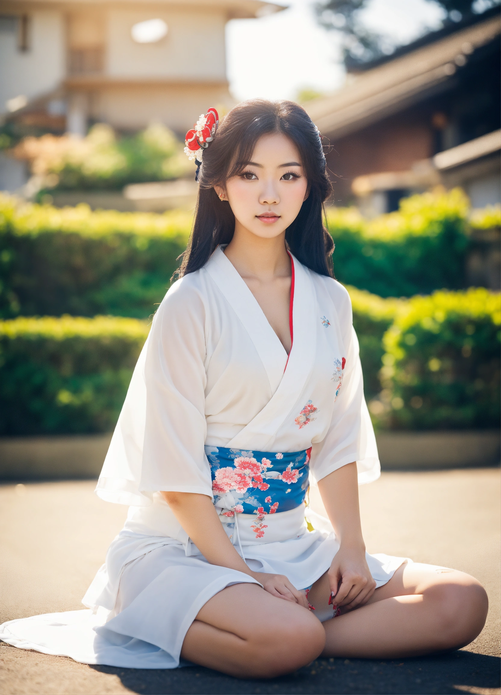 Lexica - Front view, Beautiful Japanese geisha, age 23, pretty outlook ...