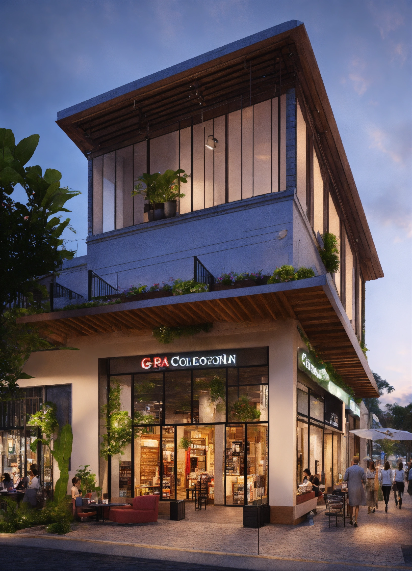 Lexica - Retail plaza with through road colonial architecture with roof ...