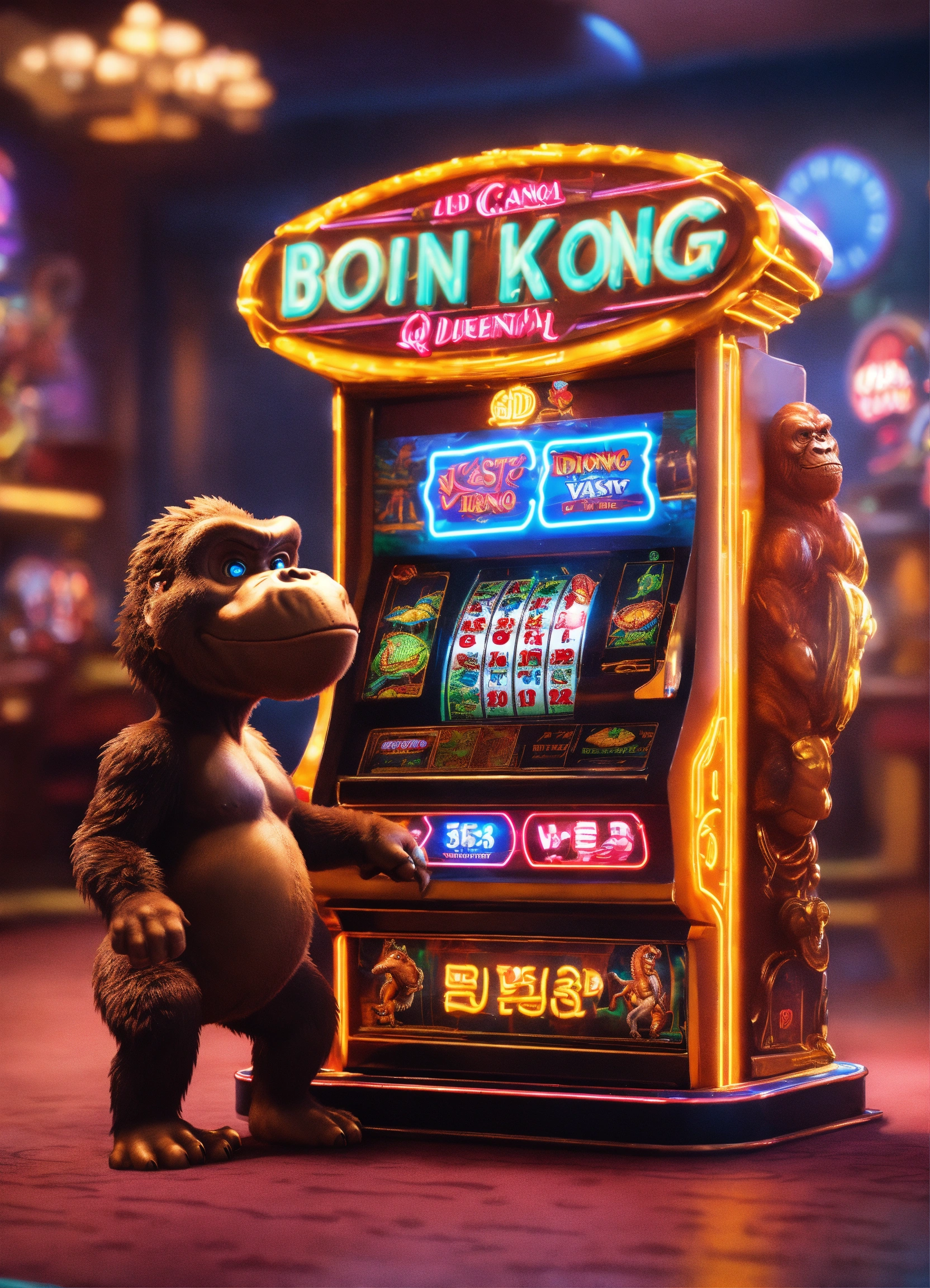 Lexica - 3D CUTIE Q VERSION CHARACTERS, BROWN KING KONG VS DINOSAUR ...