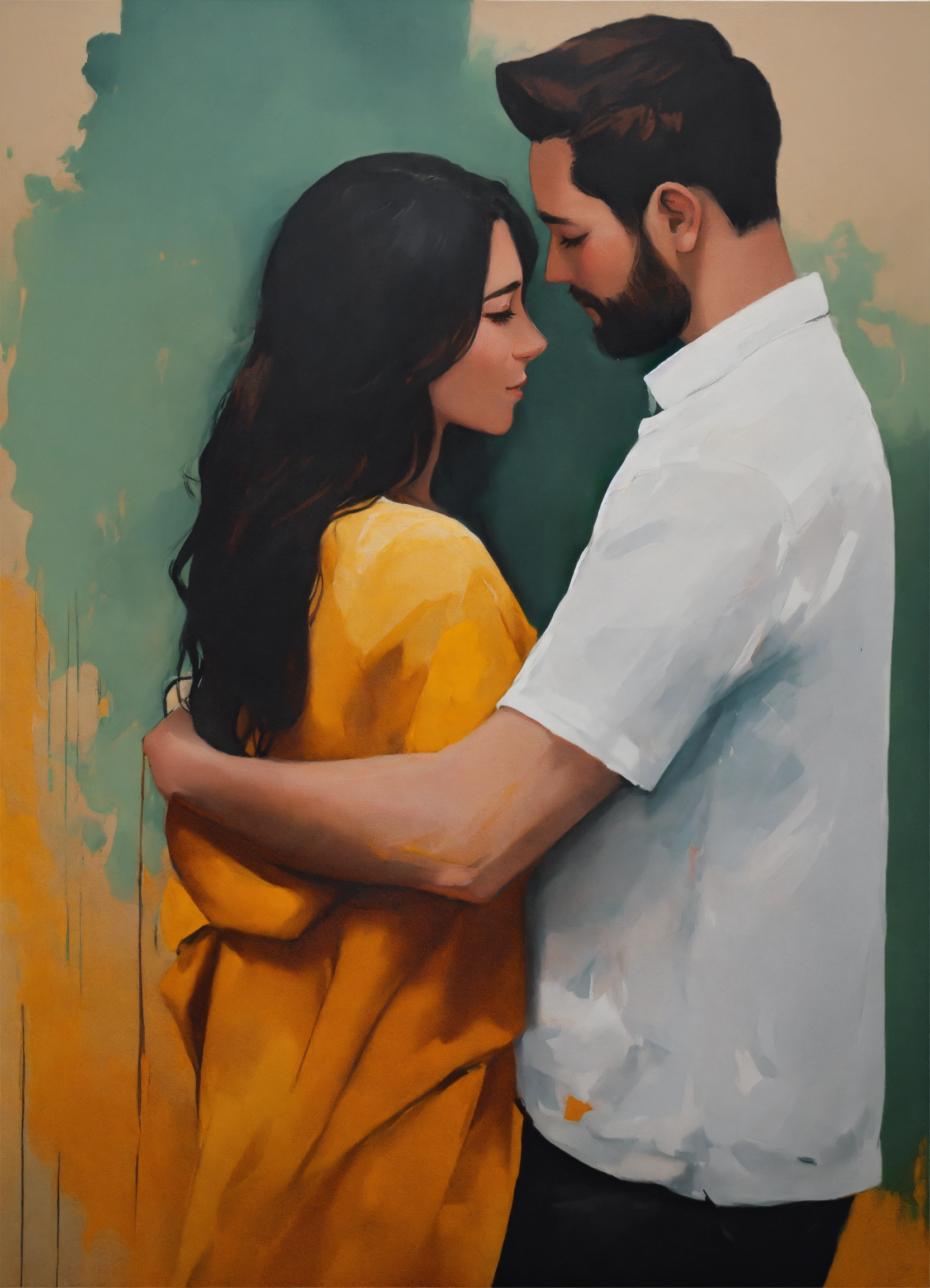 Lexica - Couple hugging painting minimalist