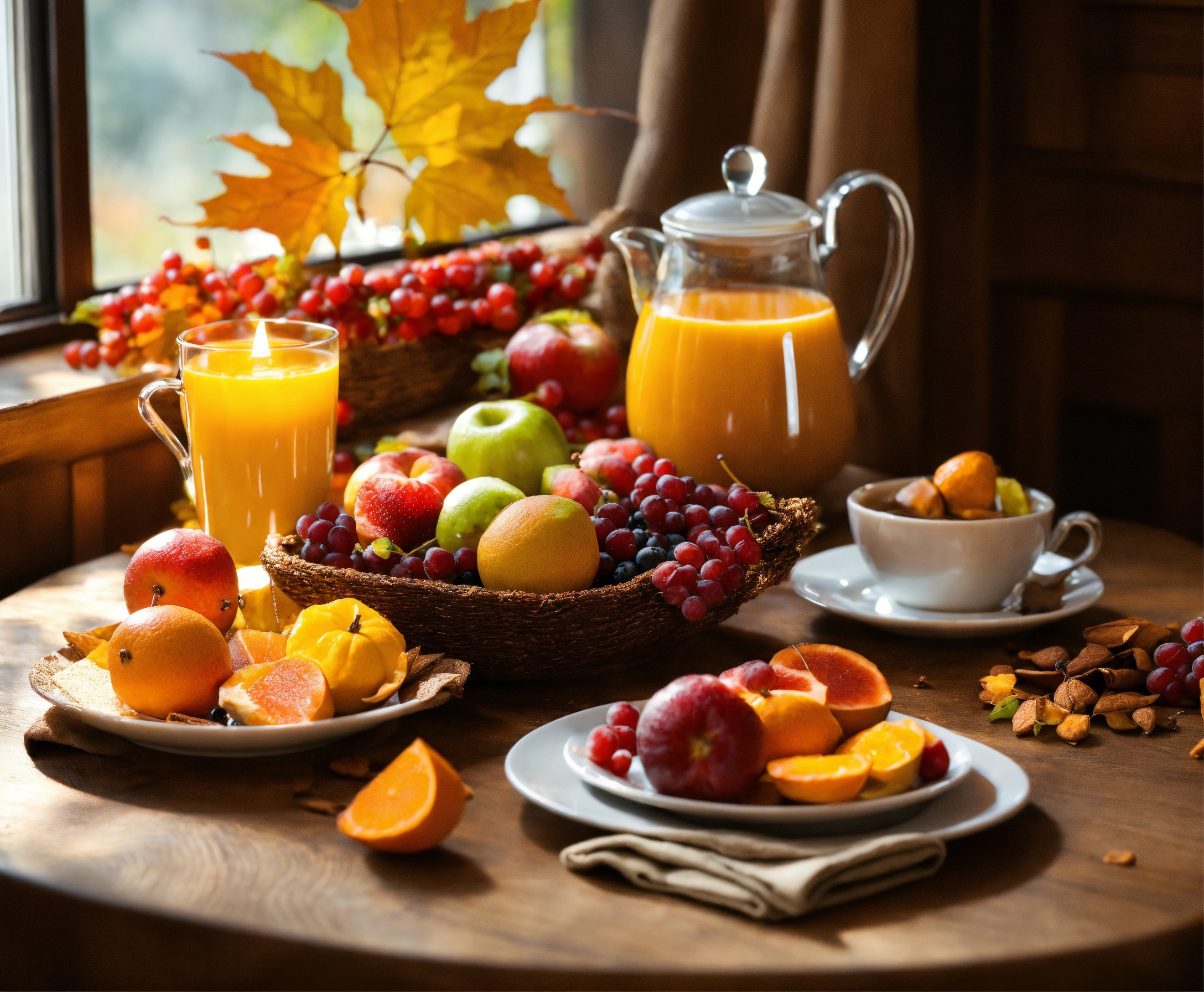 Lexica - Good morning breakfast table food fruits coffee tea on the ...