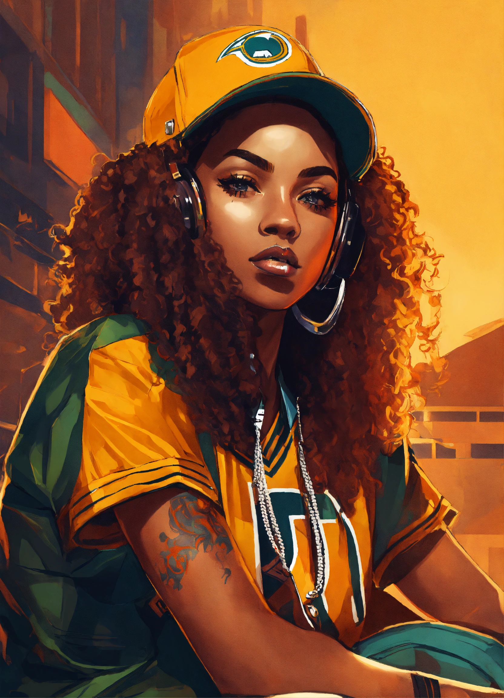 Lexica - Hip hop art style nfl girl