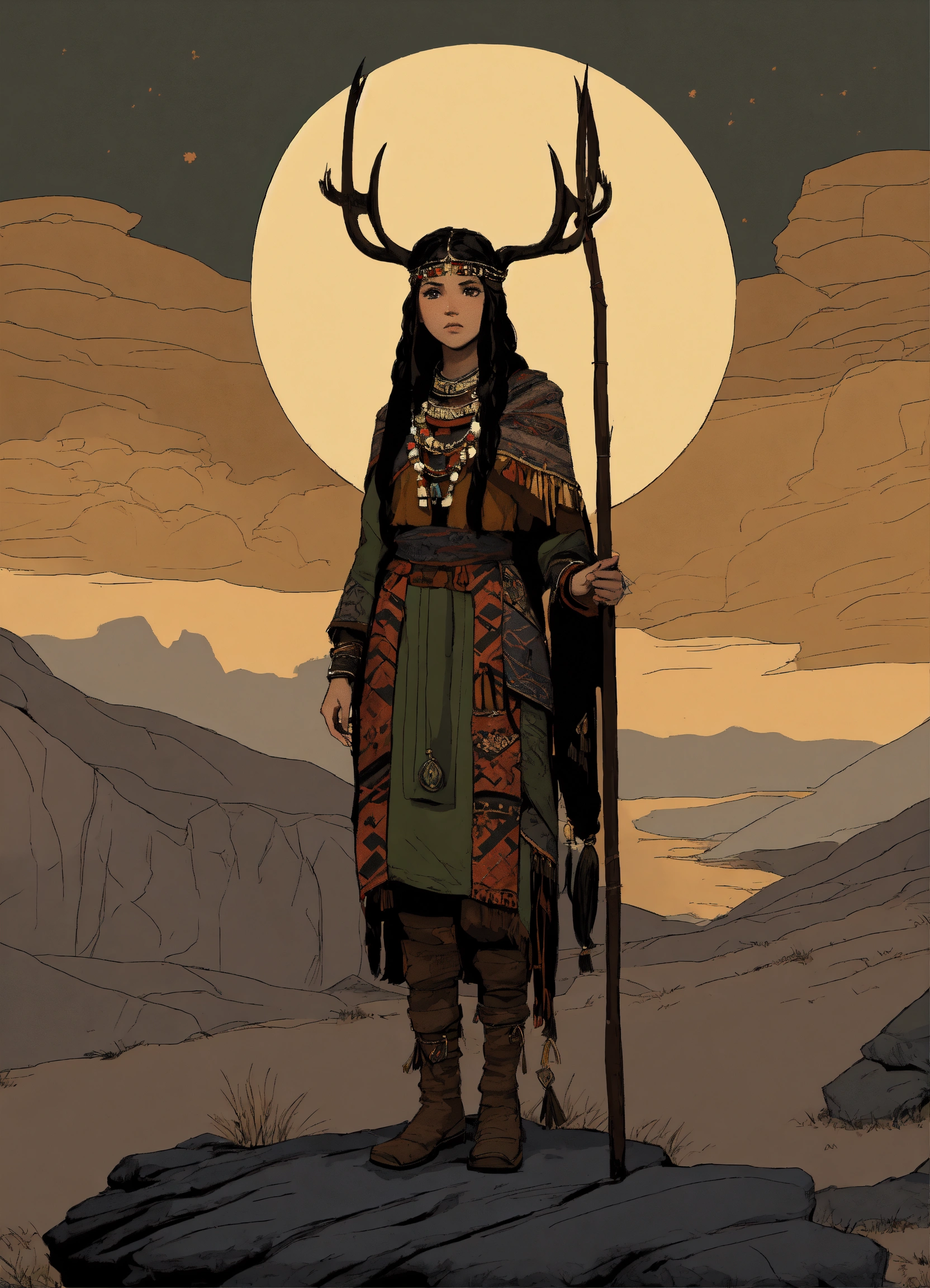 Lexica - Illustration of a young Sámi shaman woman in the style of ...