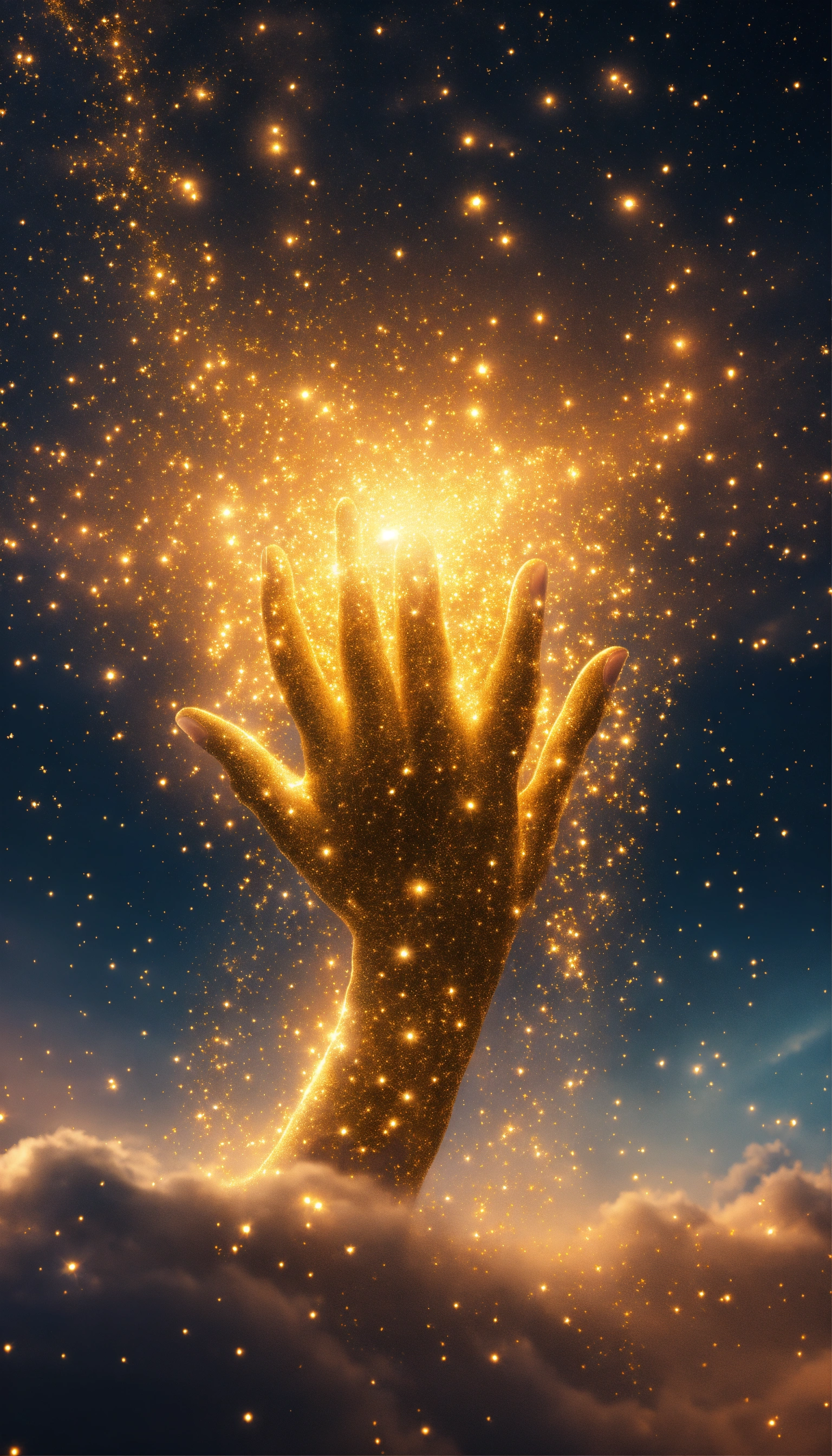 Lexica - Large, detailed and luminous hands of God emerging from a ...