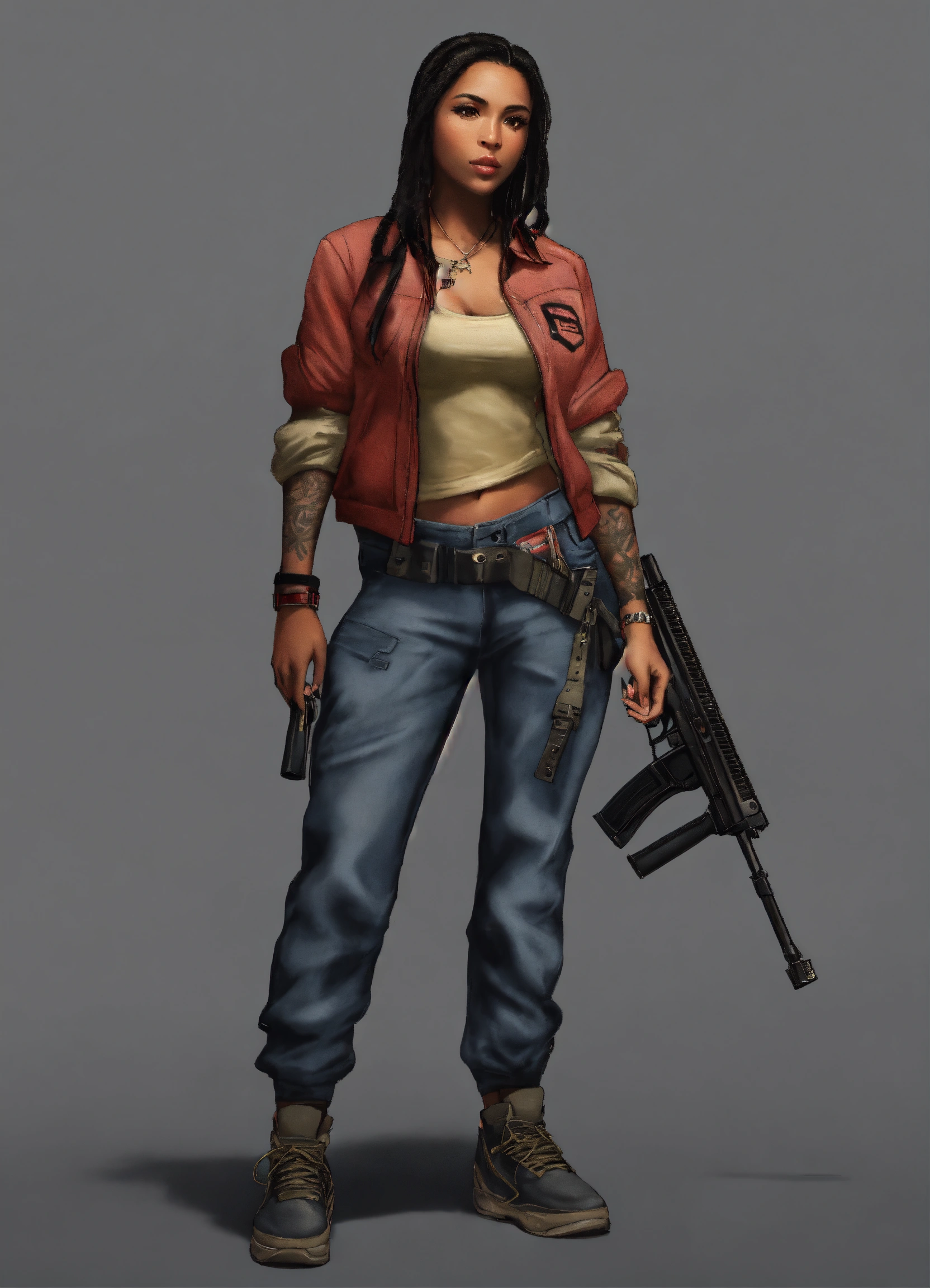 Lexica - Full body view a female gang member