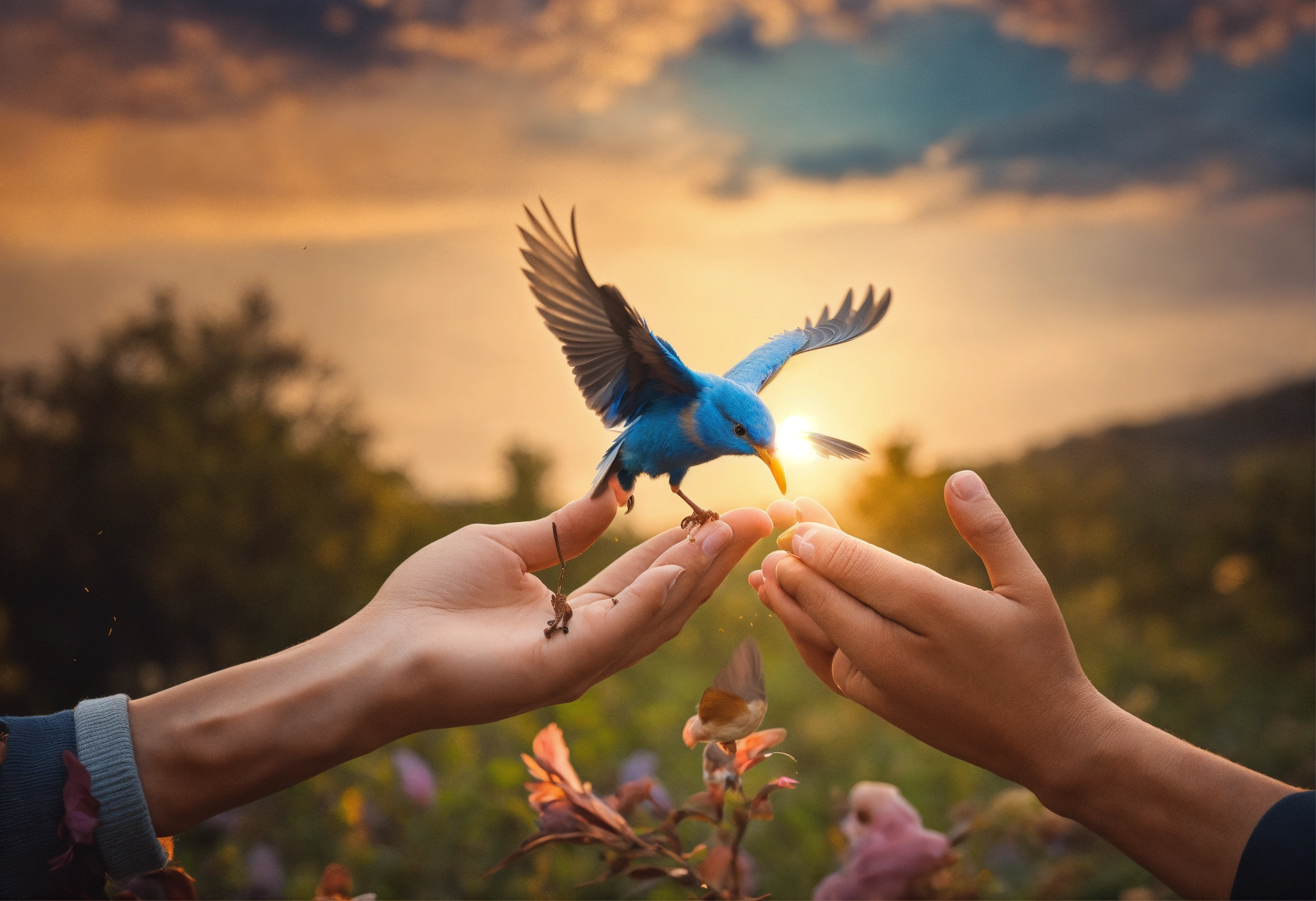 Lexica - A pair of hands releasing the bird from hand