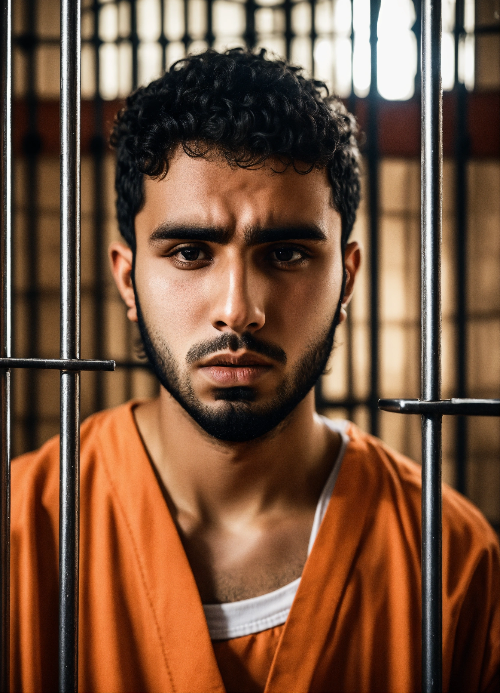 Lexica - Sad young arabic man in prison