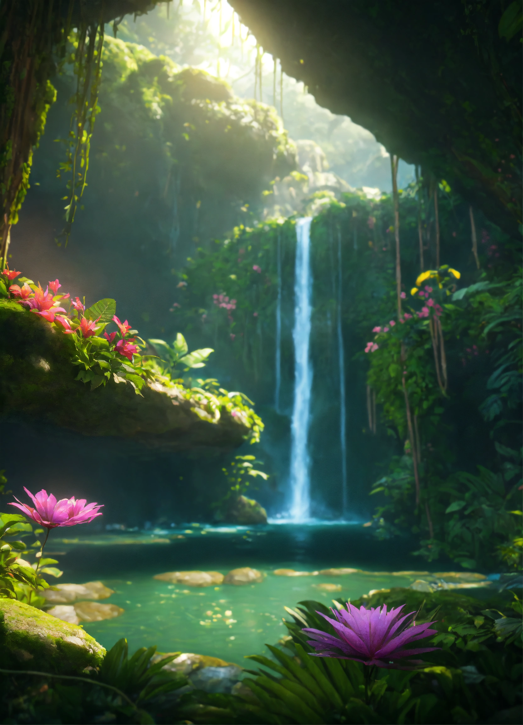 Lexica - Dense tropical jungle, caves, tropical flowers, lush green ...