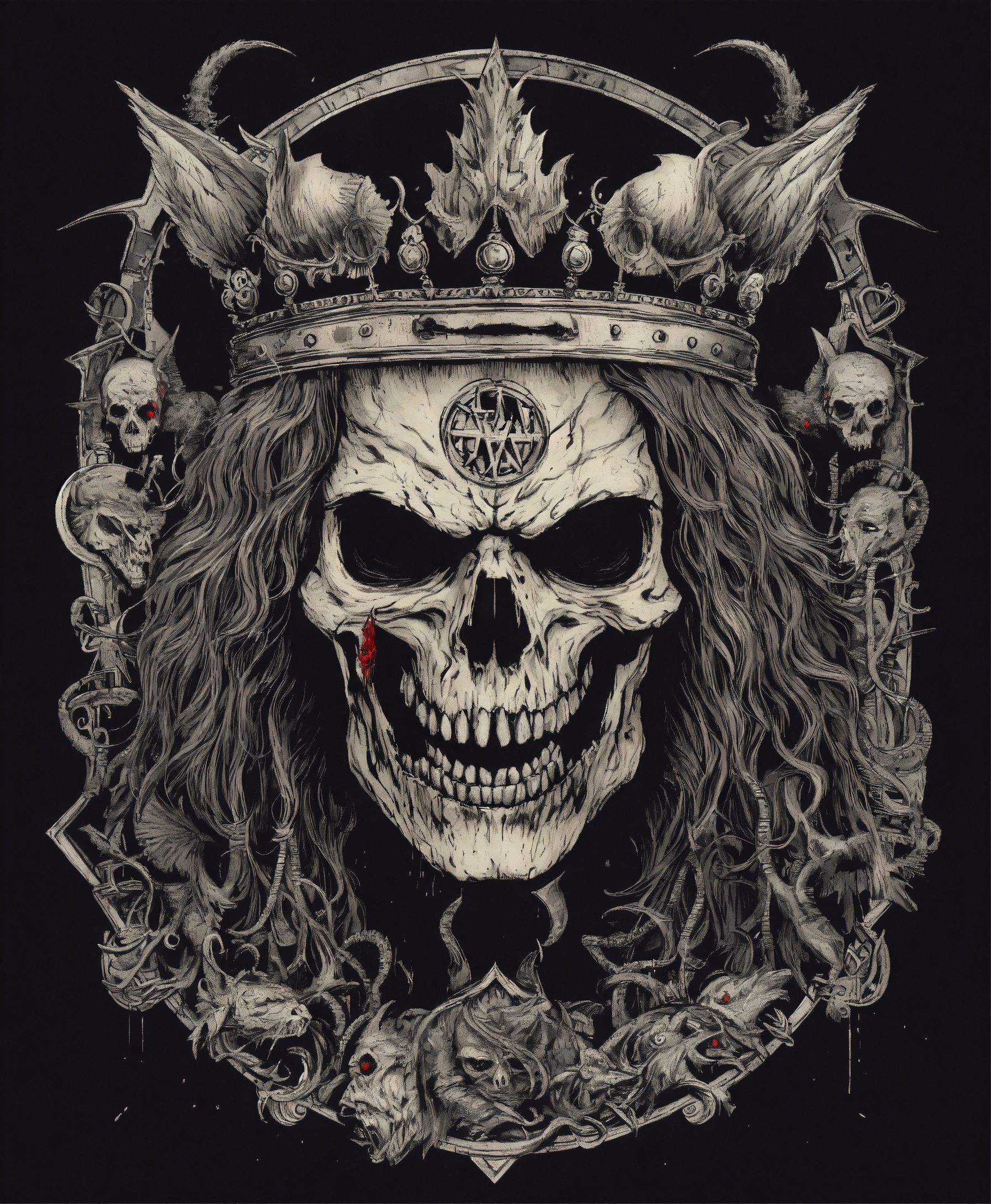 Lexica - Satanic symbols, angry zombie face, crown, crow, strange ...