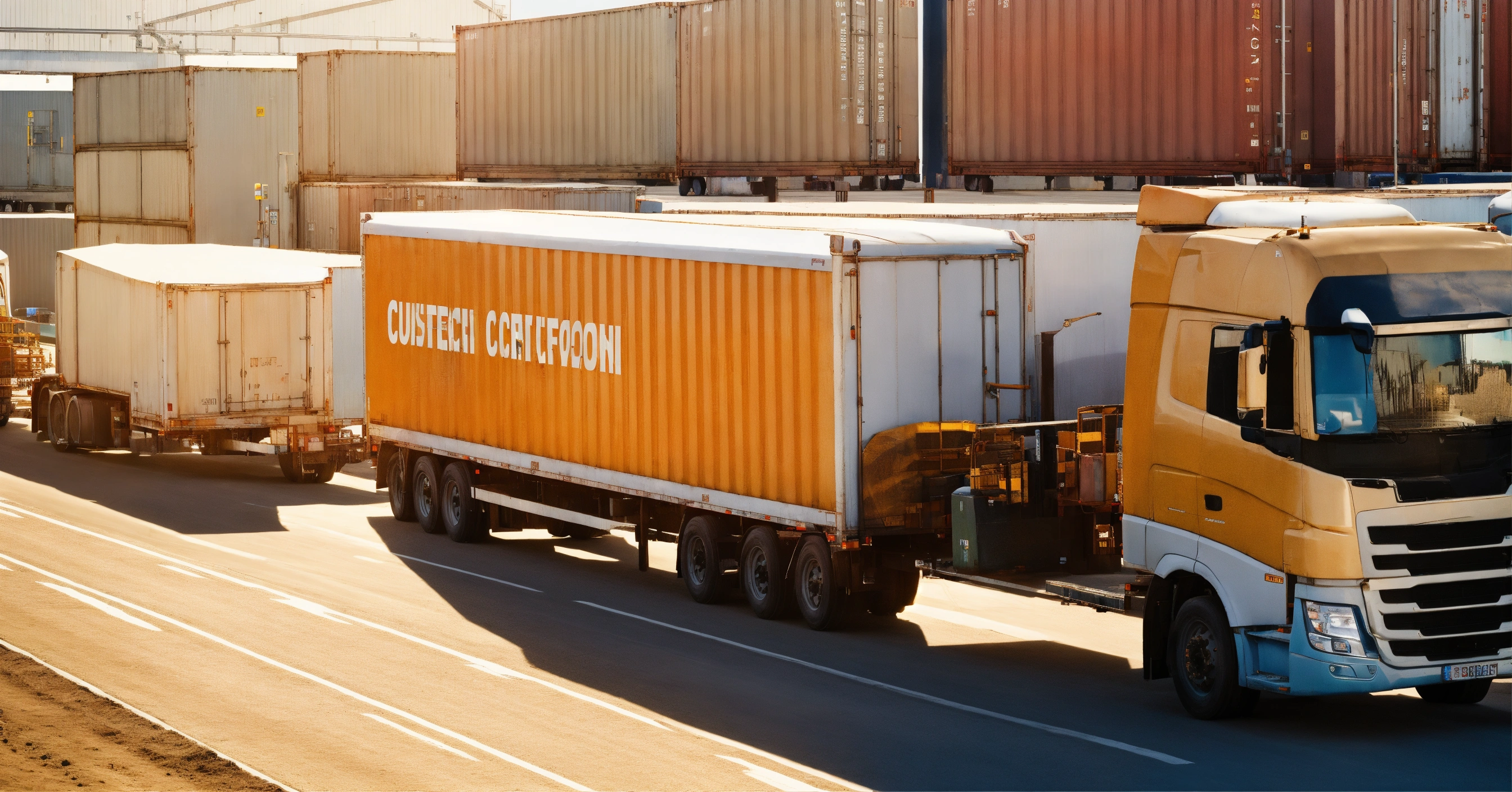 Lexica - Trucks with trailers at a checkpoint of a customs terminal in ...