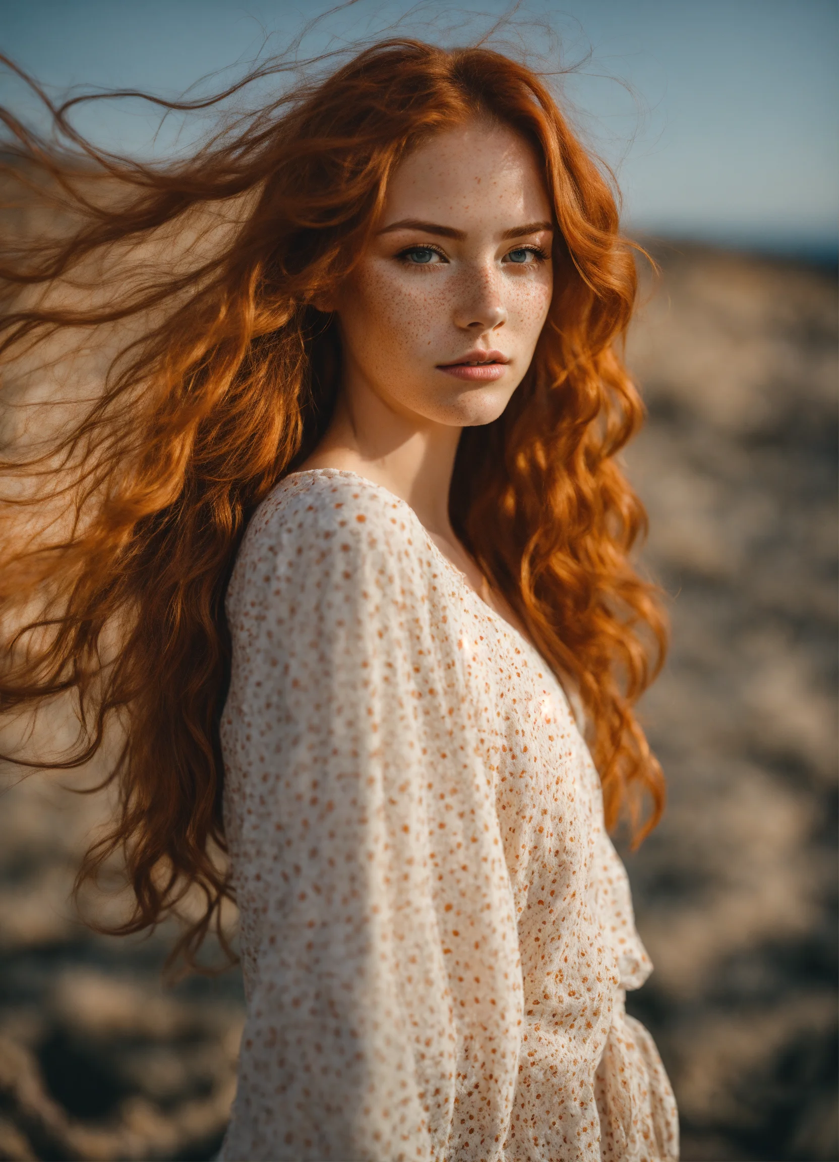Lexica - Incredibly beautiful ginger haired woman with freckles. wavy ...