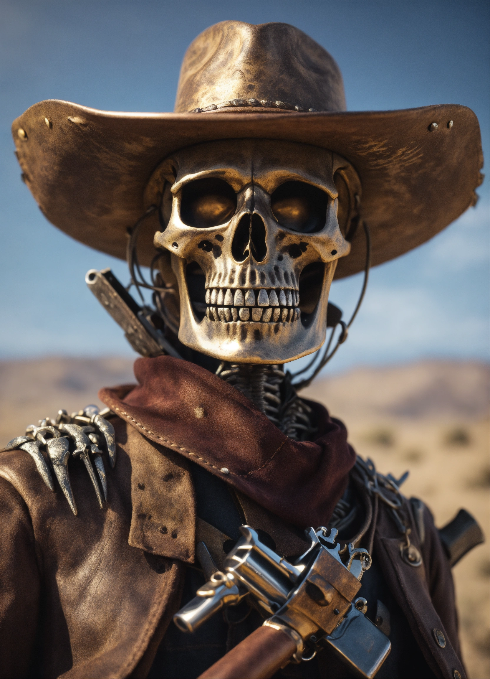 Lexica - A western skeleton sherrif. He is made of metal. He wears a ...