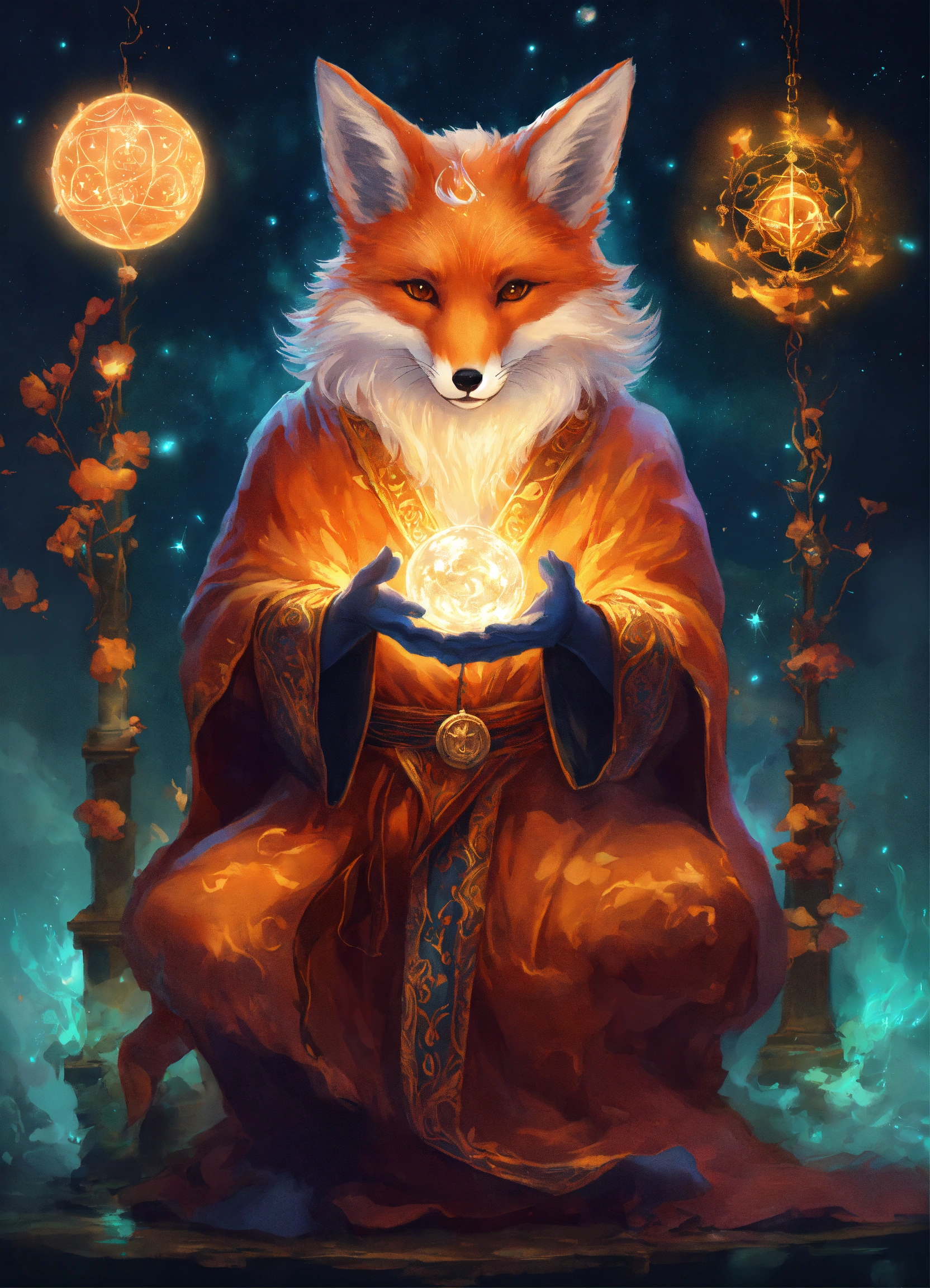 Lexica - A celestial Fox-Gnome God of Trickery emanating spells ...