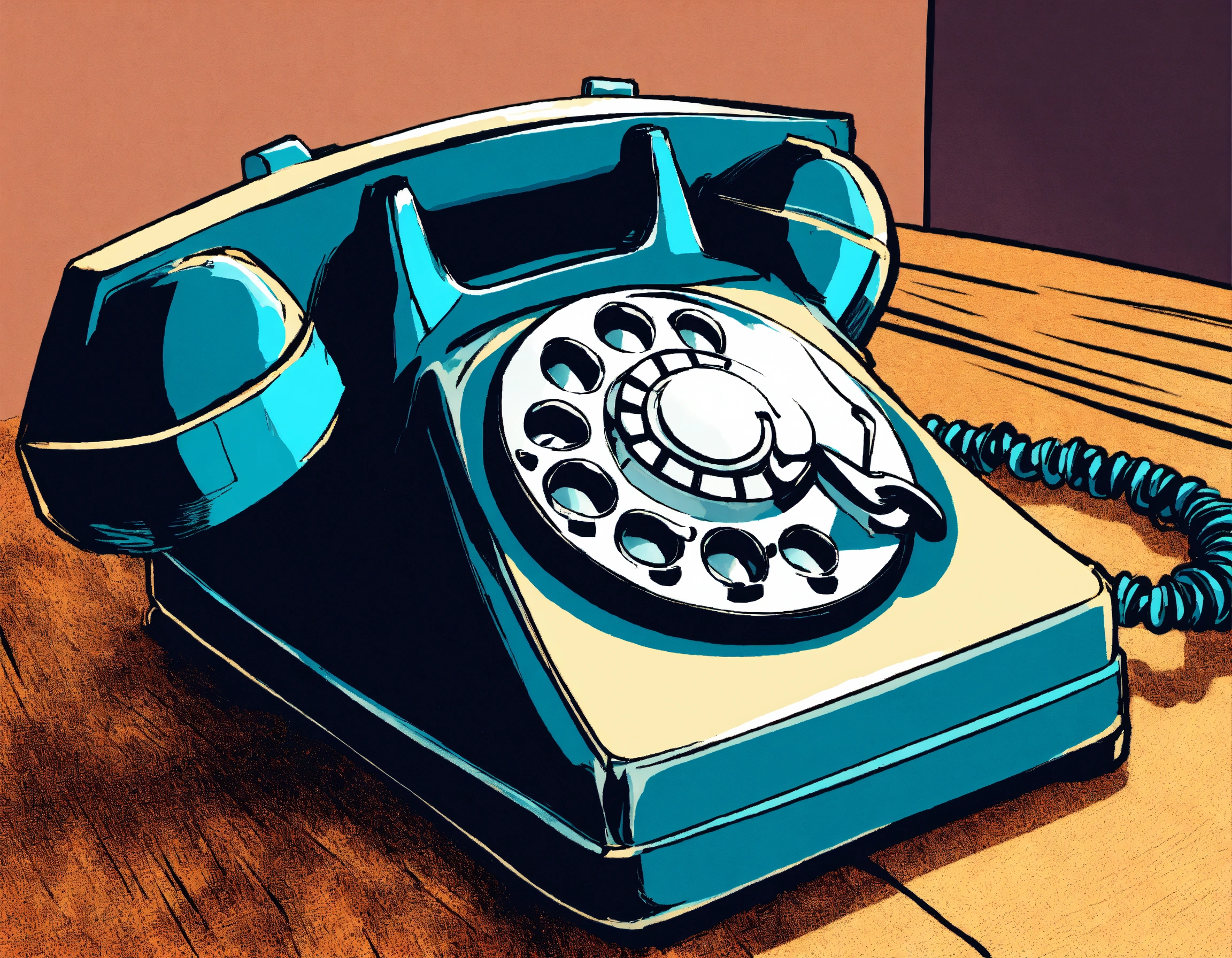 Lexica - Closeup. telephone is ringing. comic style