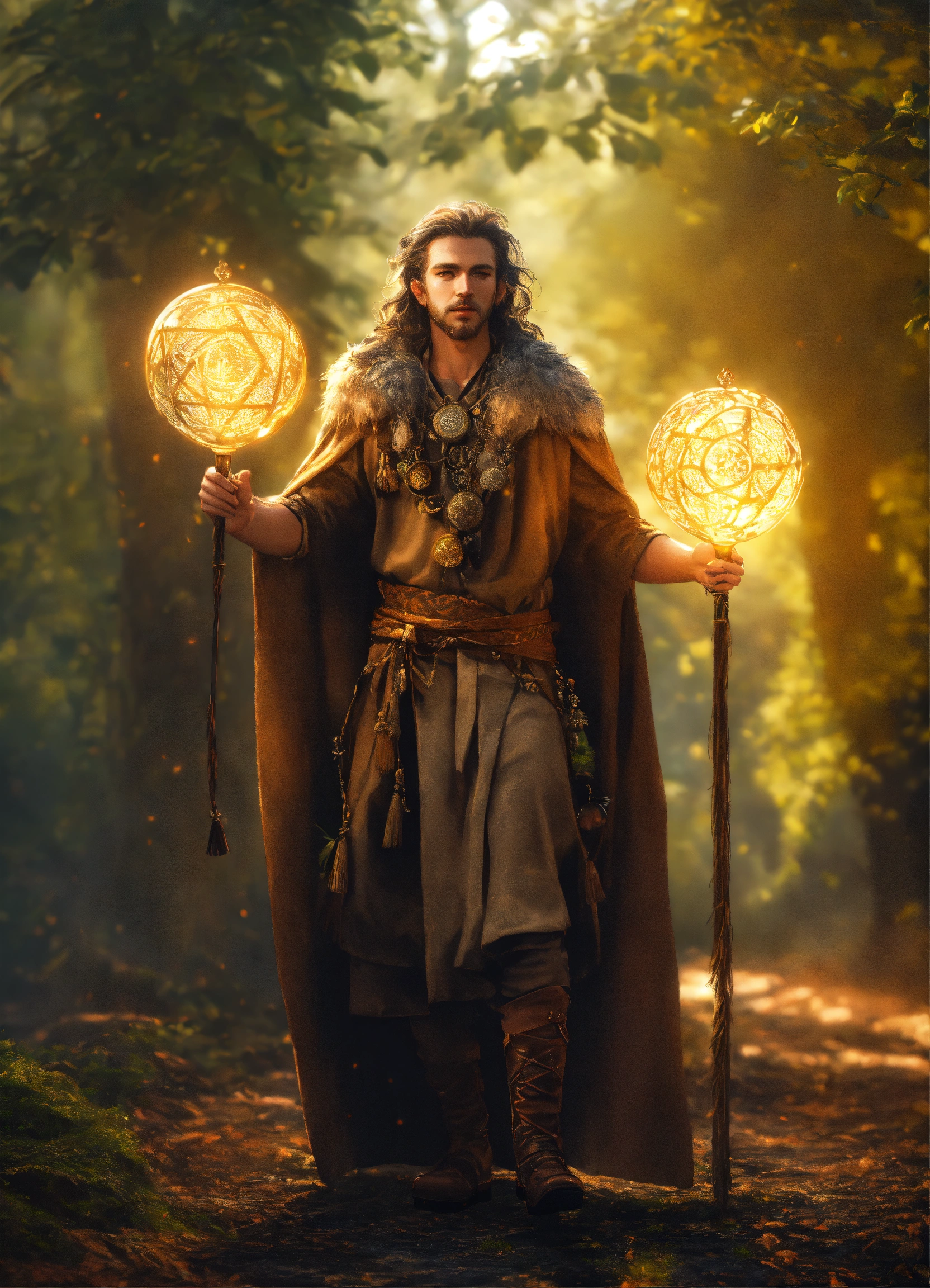 Lexica - A realistic full body portrait of a male druid, nature magic ...
