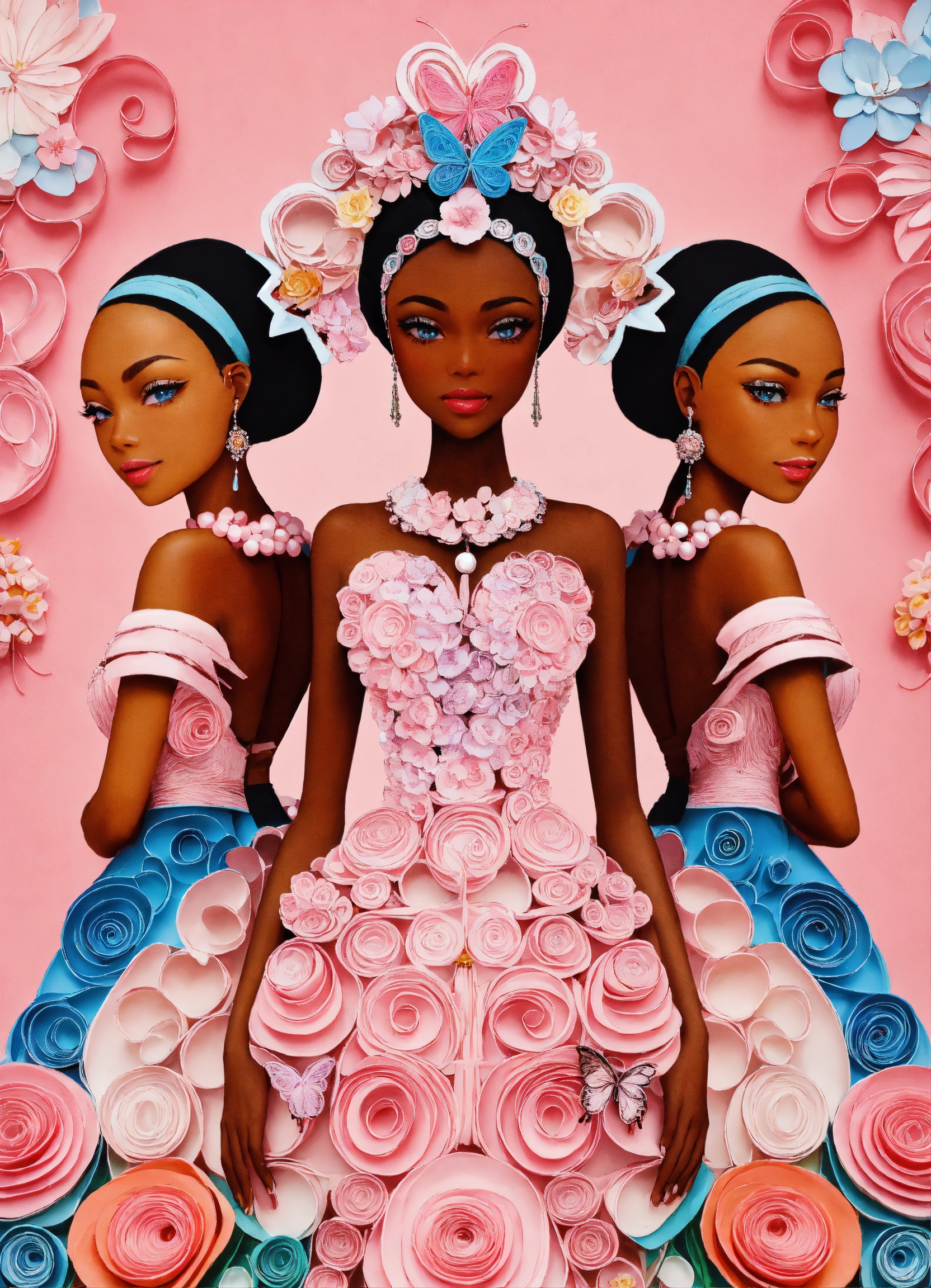 Lexica - Focused on the Three black beautiful light skinned women made ...