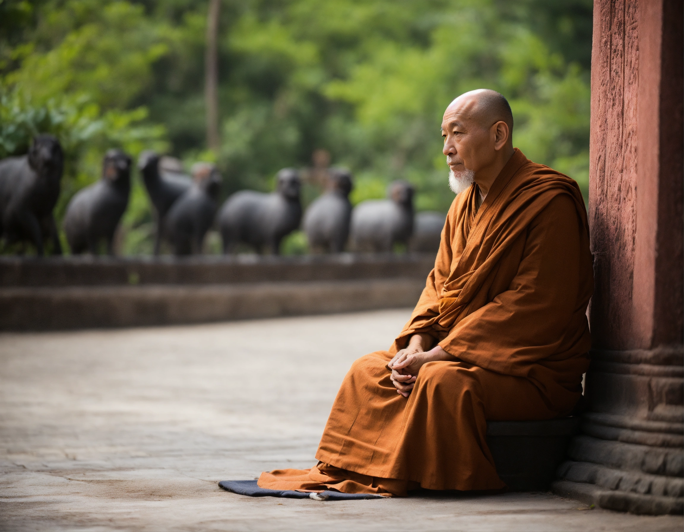 Lexica - Old wise and compassionate monk side pose