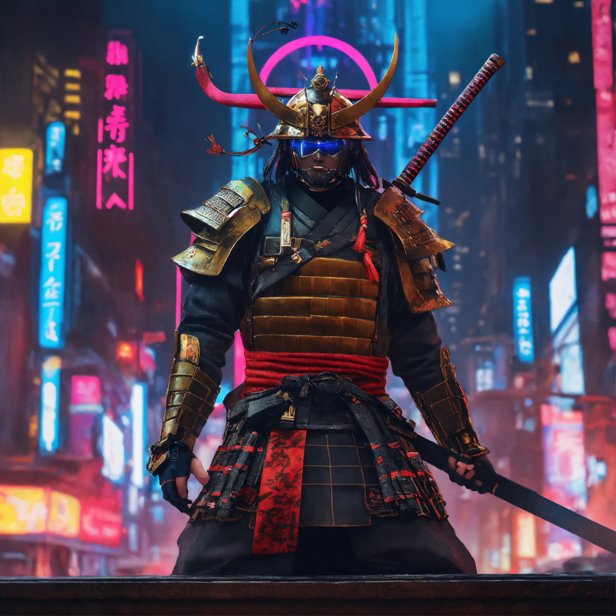 Lexica - Create a breathtaking image of a cyberpunk aesthetic samurai ...