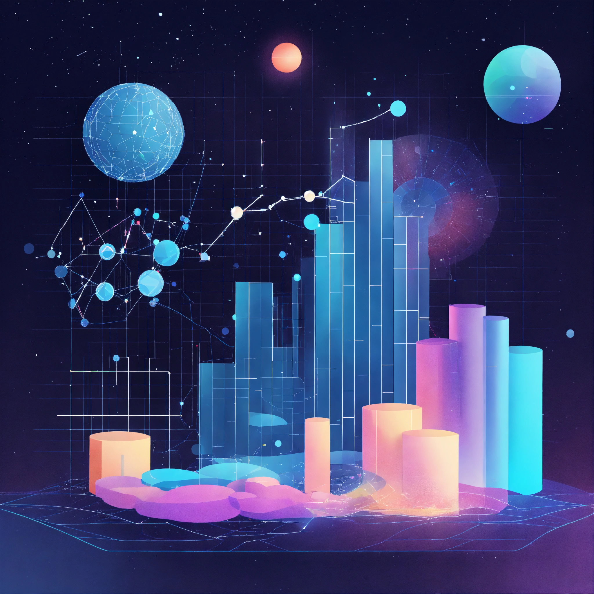 Lexica - Data analytics and artificial intelligence with graphs and charts, space theme ...