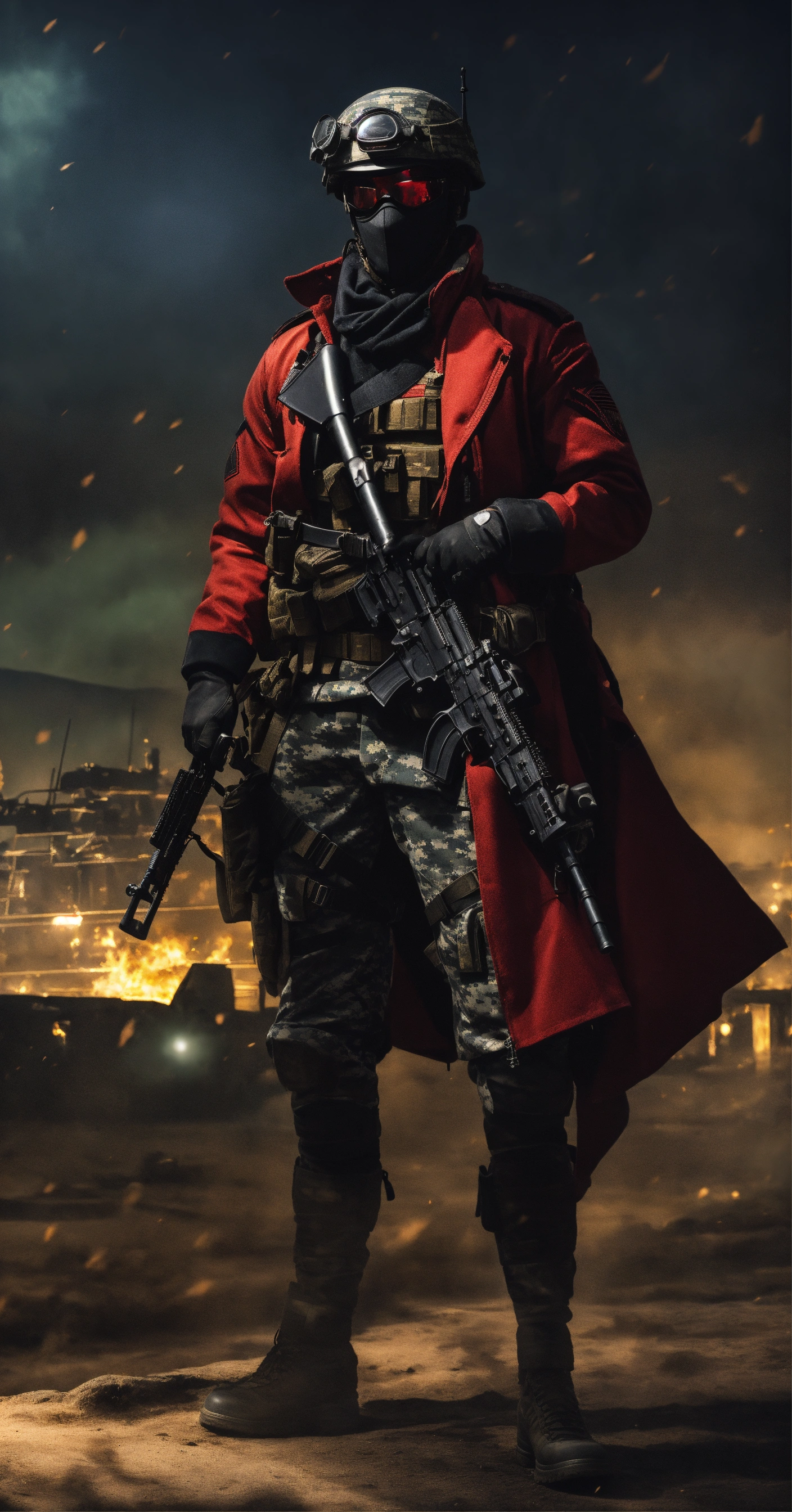 Lexica - Loneley soldier, comando outfit, masked face , full body image ...