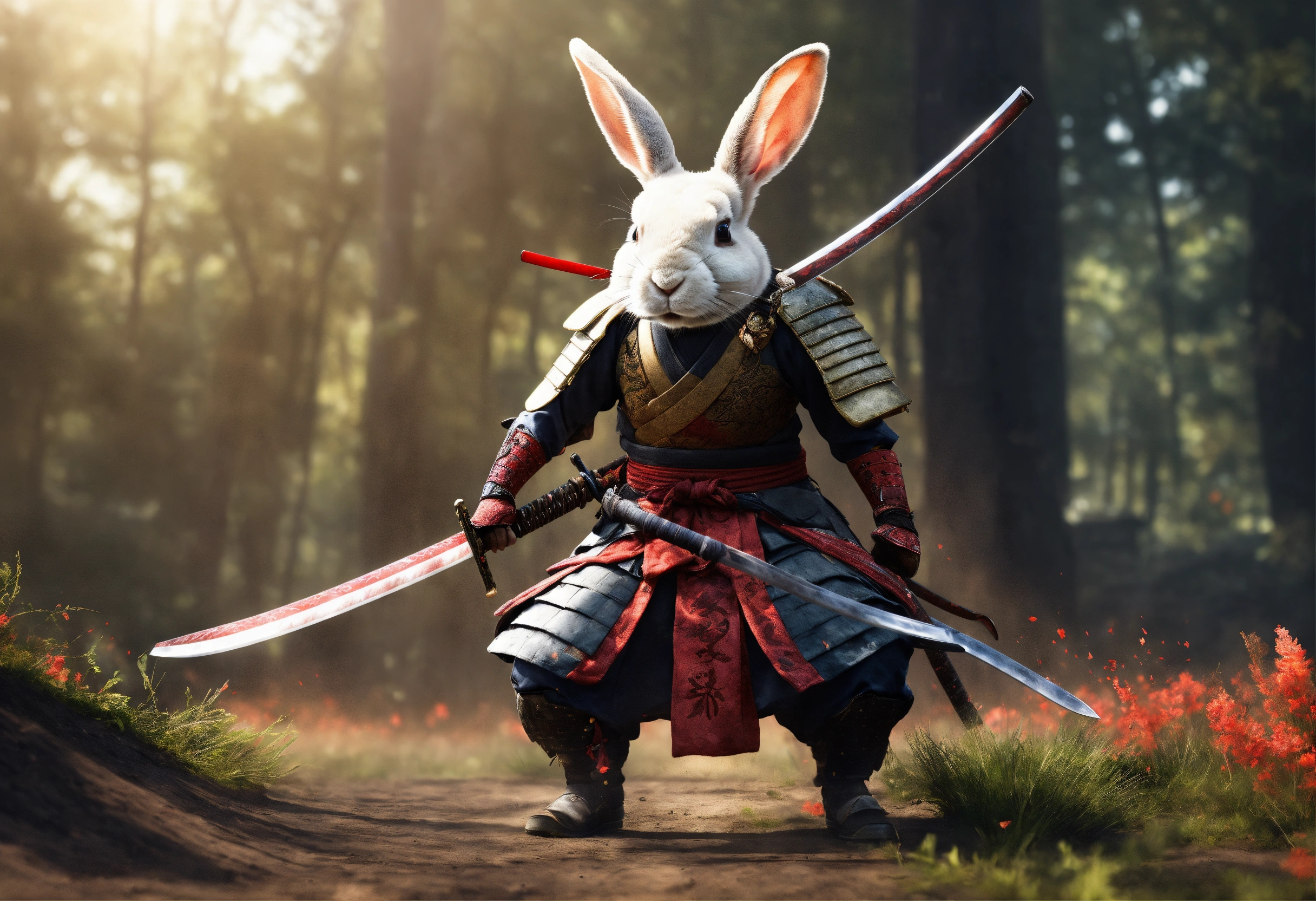 Lexica - Rabbit samurai. Battlefield. Hyper realistic.