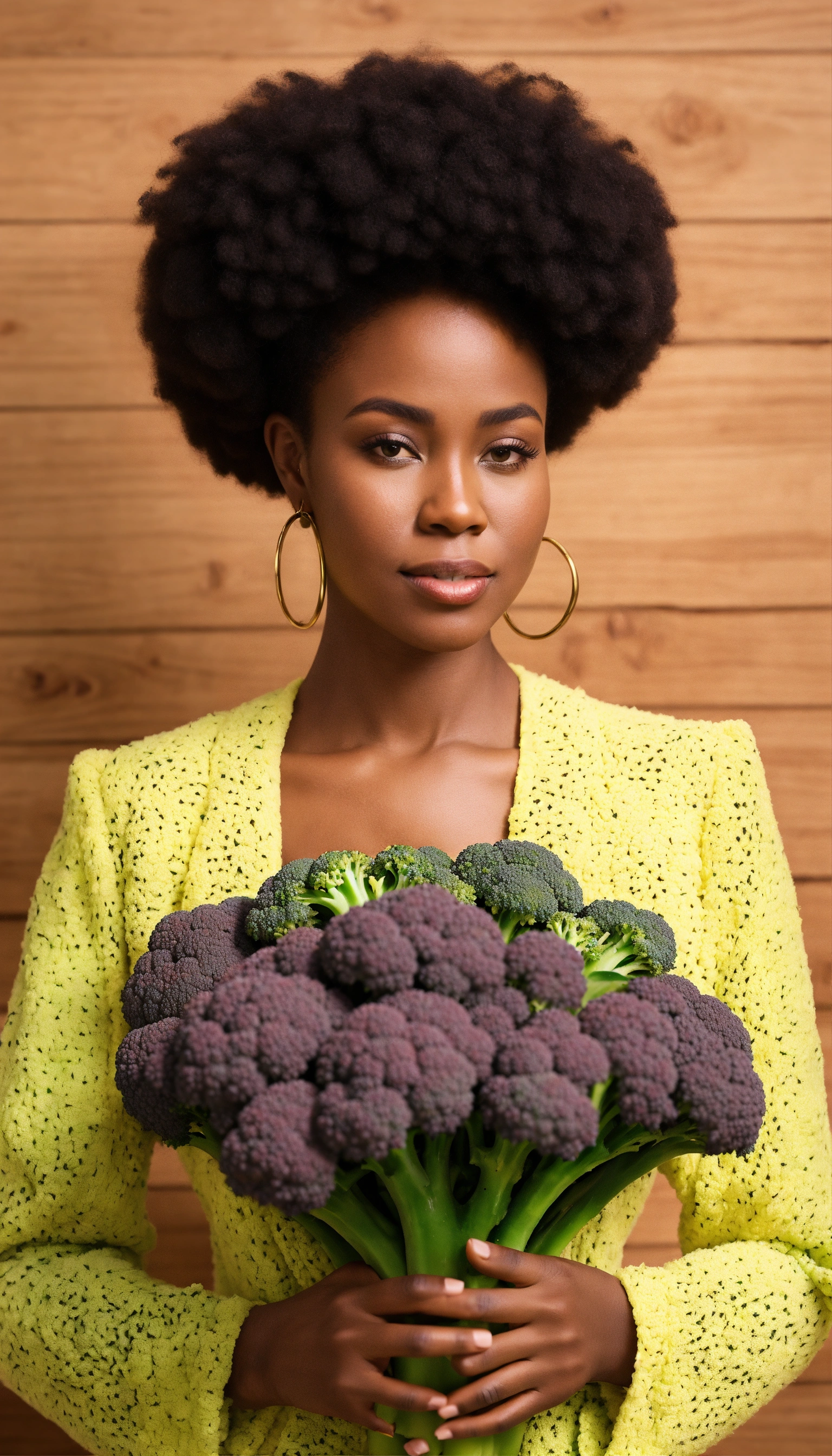 Lexica - Portrait of a pretty black woman with broccoli instead of her ...
