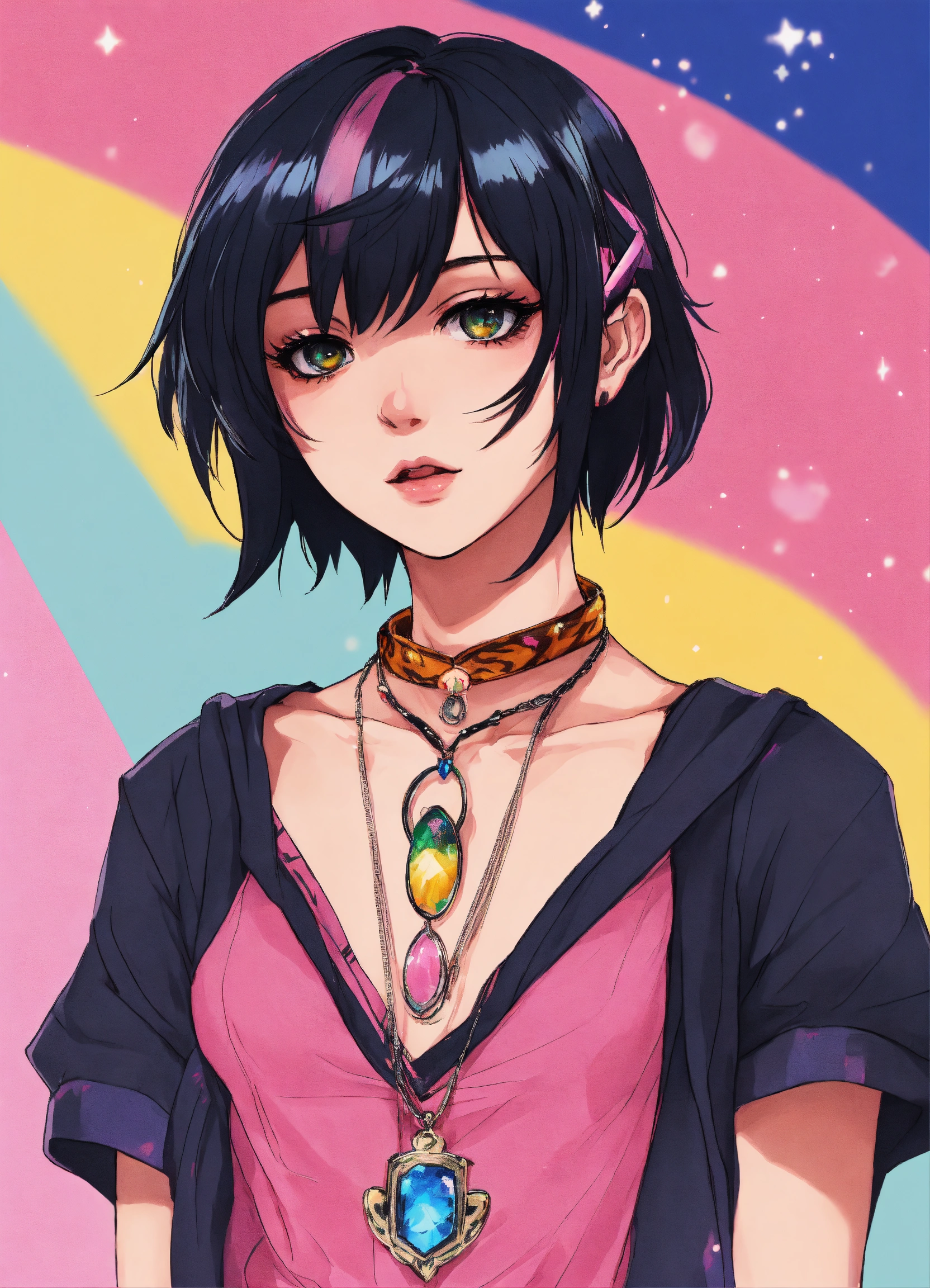 Lexica - A transgender woman with emo cut black hair, streak in front ...