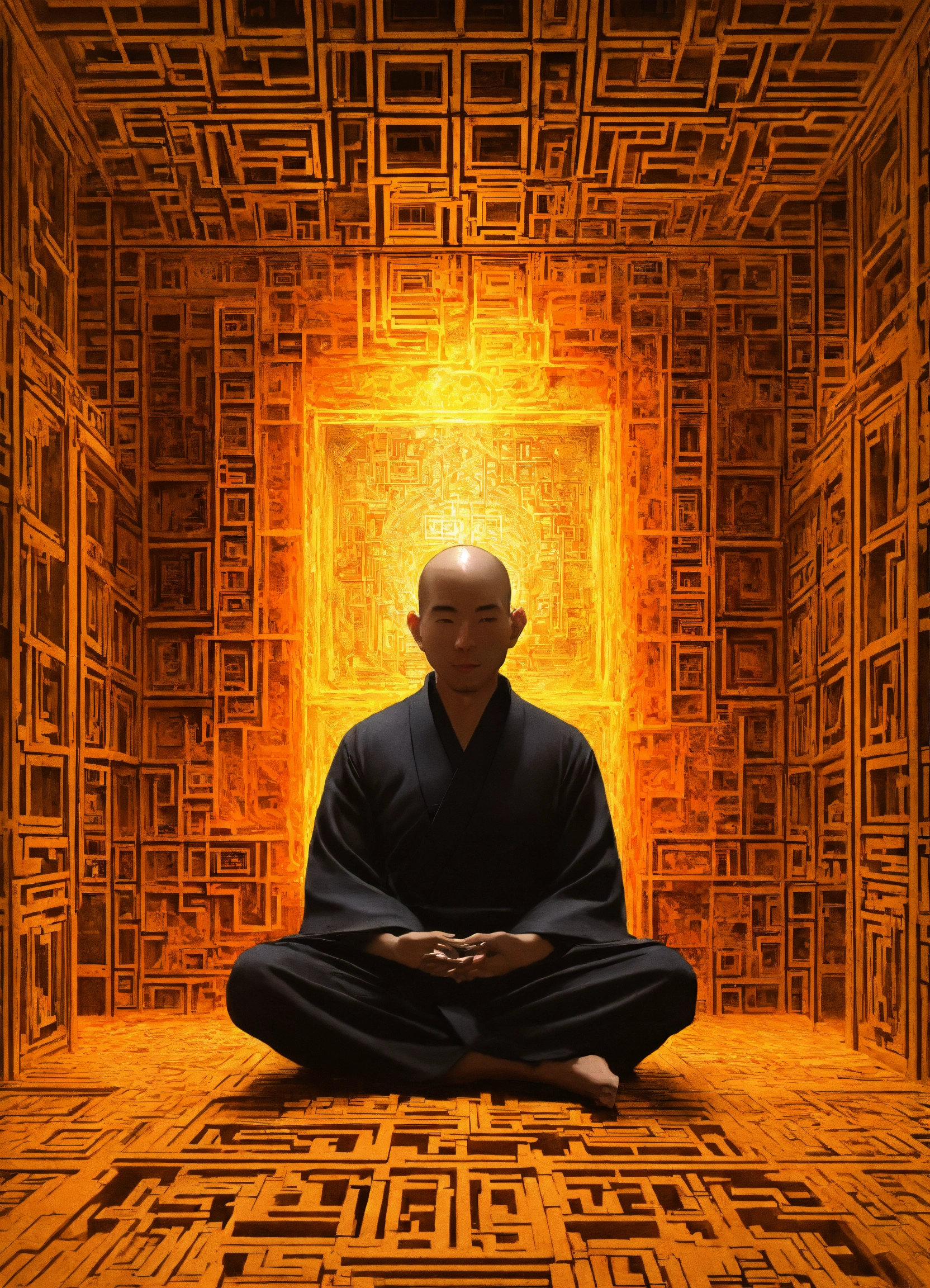 Lexica - Sitting Taoist monk tesseract body fractal three point ...