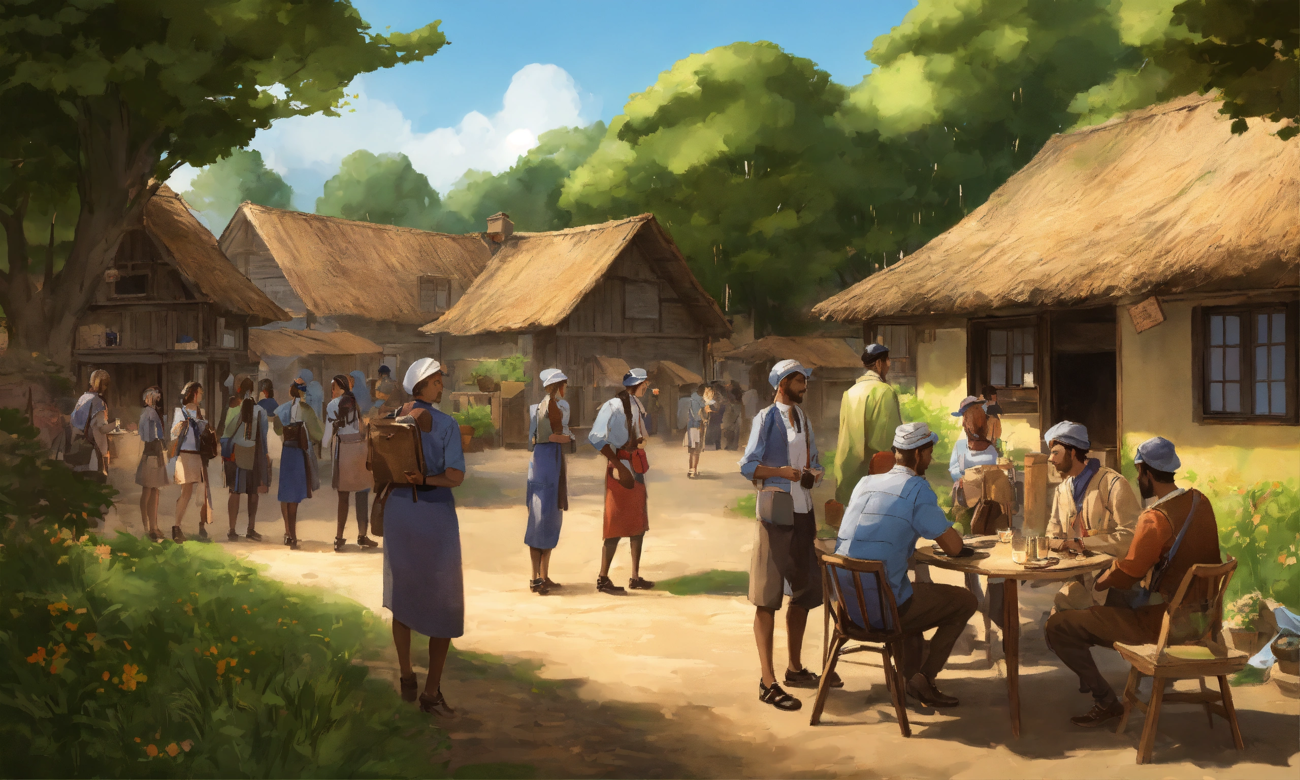 Lexica - Very high detailed 2d illustration of group of people in the ...