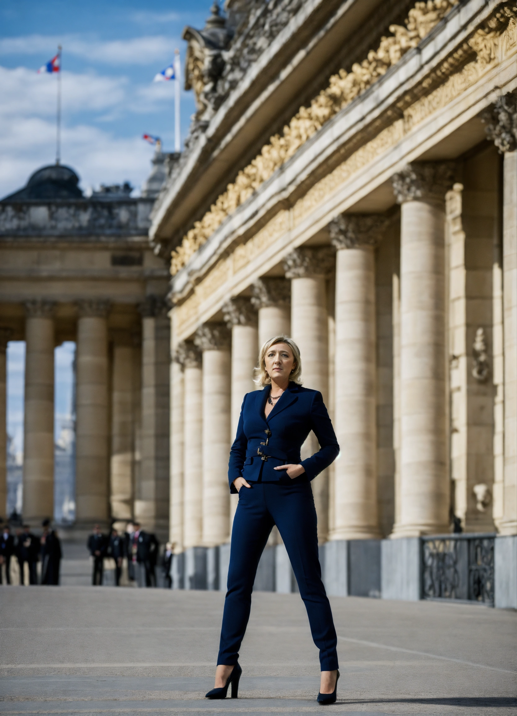 Lexica - Full body photography of Marine Le Pen in the front of the ...