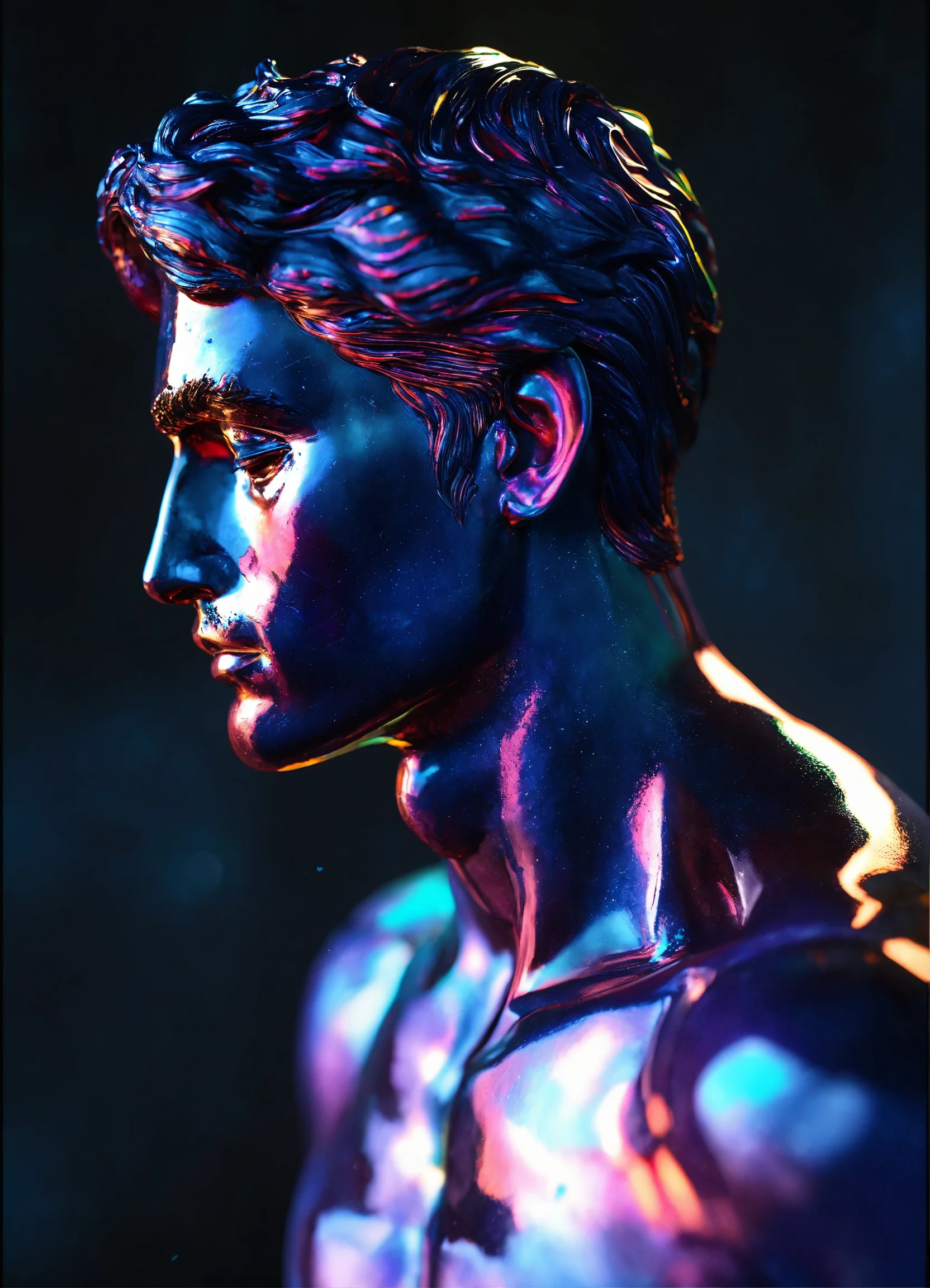 Lexica - A stunning iridescent male marble bust, unreal engine render ...