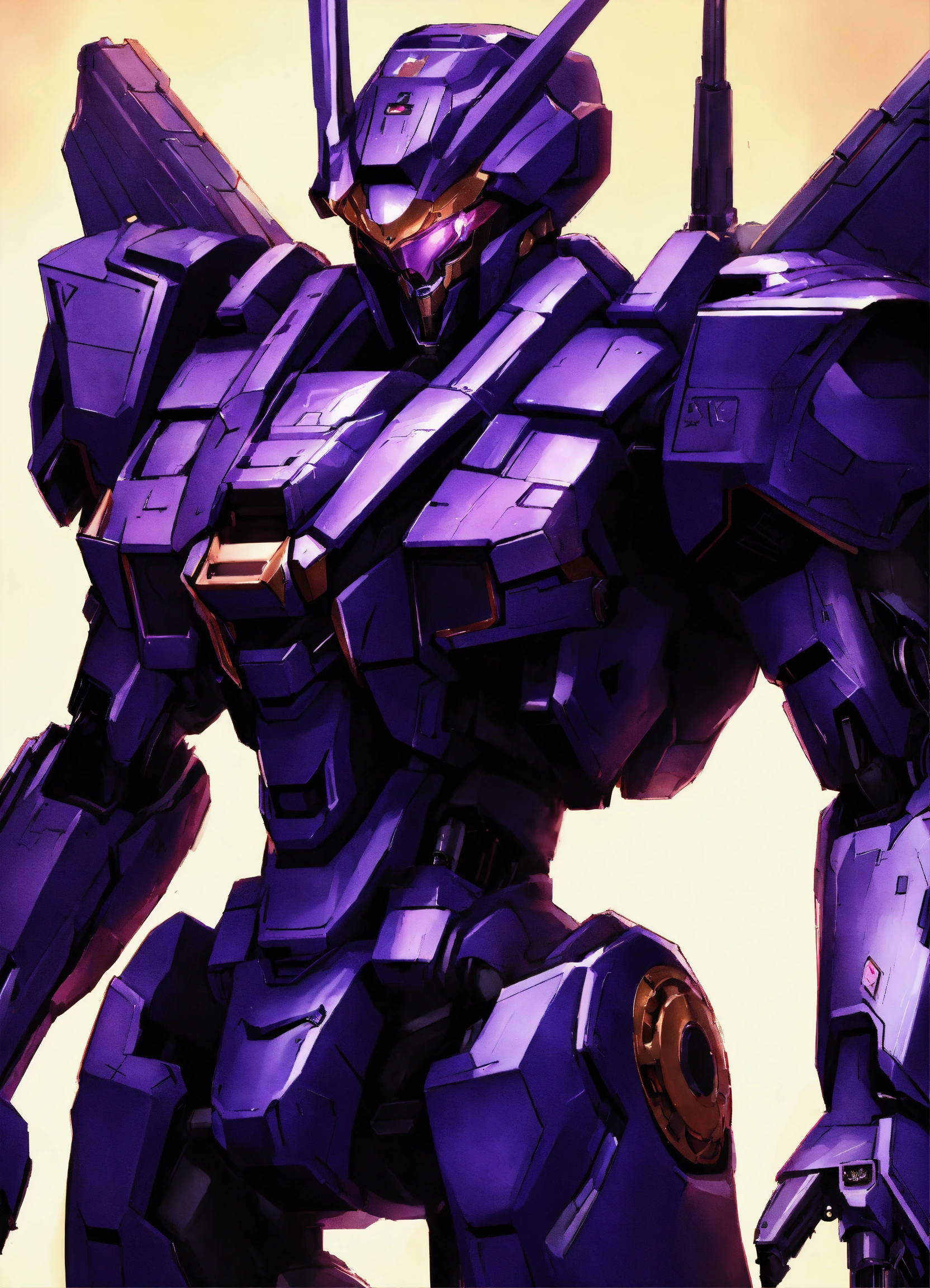 Lexica - Anime art of a royal purple purely mechanical gear large mecha ...