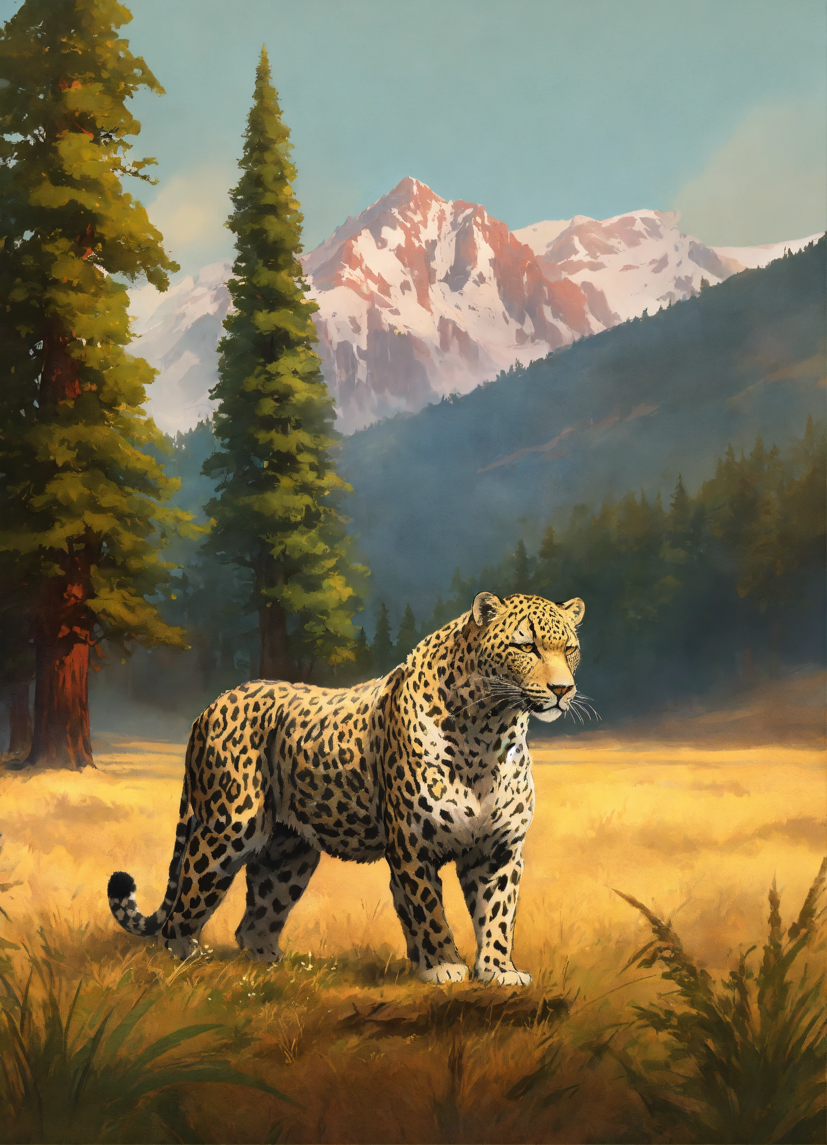 Lexica - Concept art of a massive stocky leopard in a grassland with ...